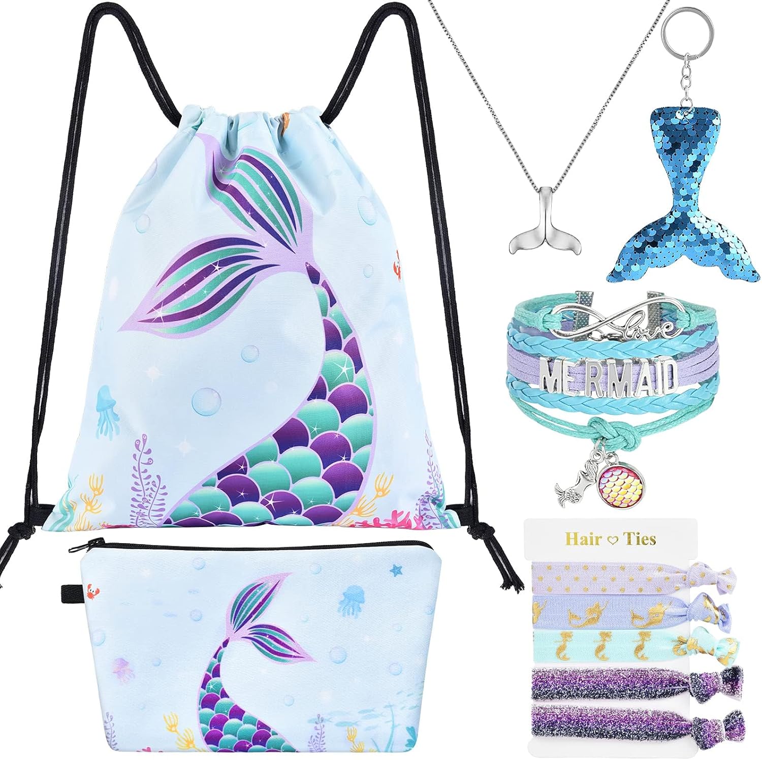 Amazon.com | WERNNSAI Mermaid Drawstring Backpack - Mermaid Gifts for ...