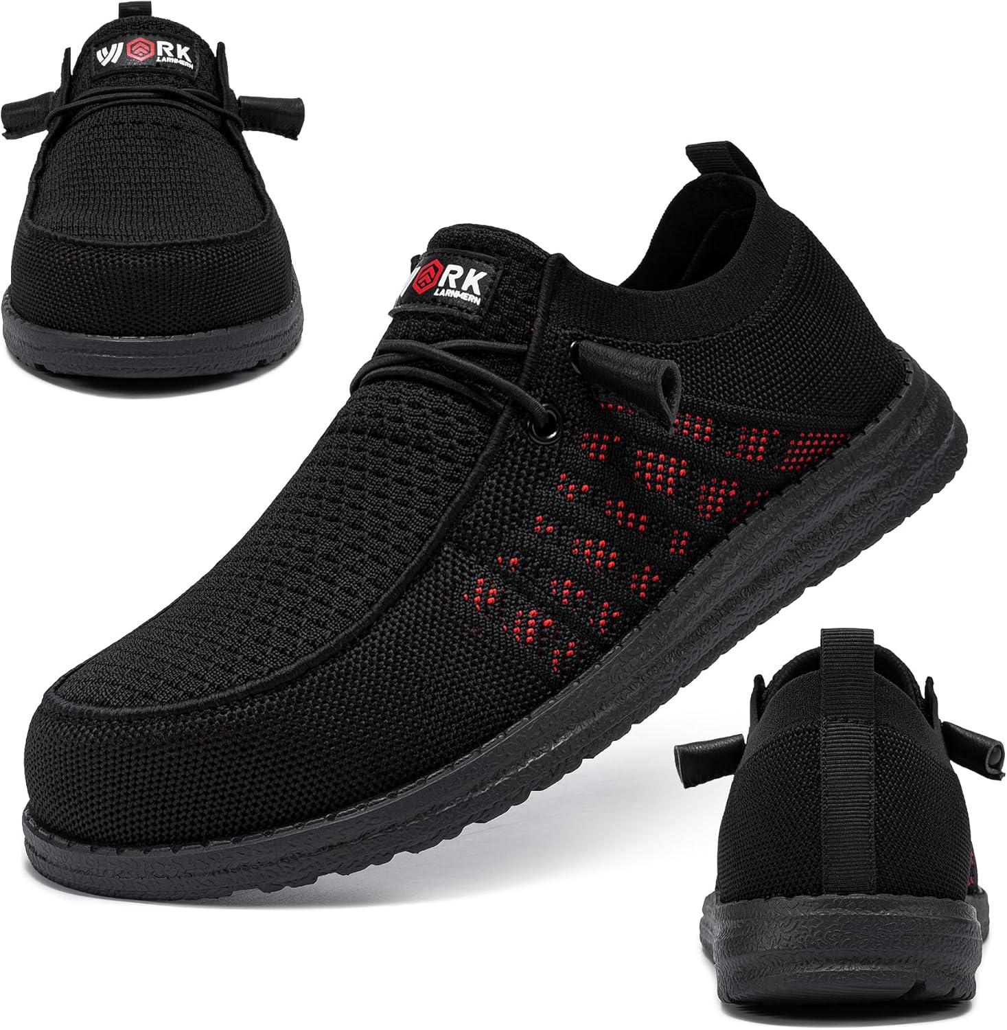 LARNMERN Slip On Steel Toe Shoes Men Lightweight Comfortable Walking ...
