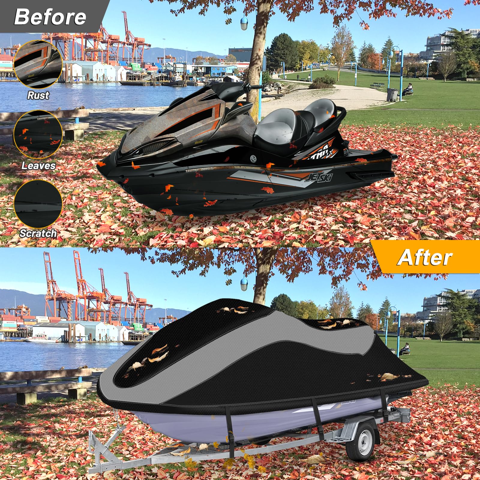 Snapklik.com : XYZCTEM Jet Ski Cover, Waterproof Upgraded Oxford Fabric ...