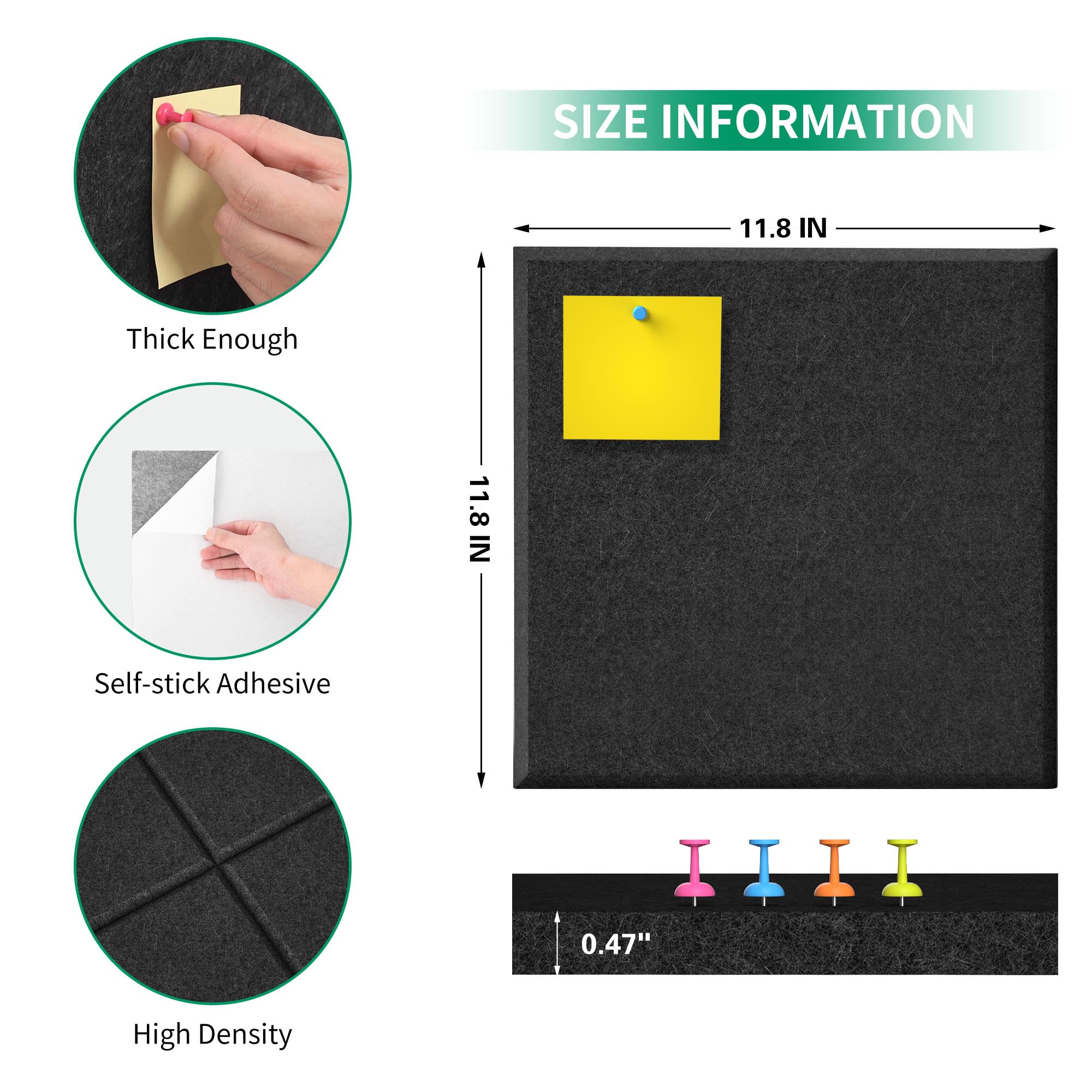 Snapklik.com : 4 Pack Felt Cork Board Tiles, 12x12 Cork Bulletin Board ...