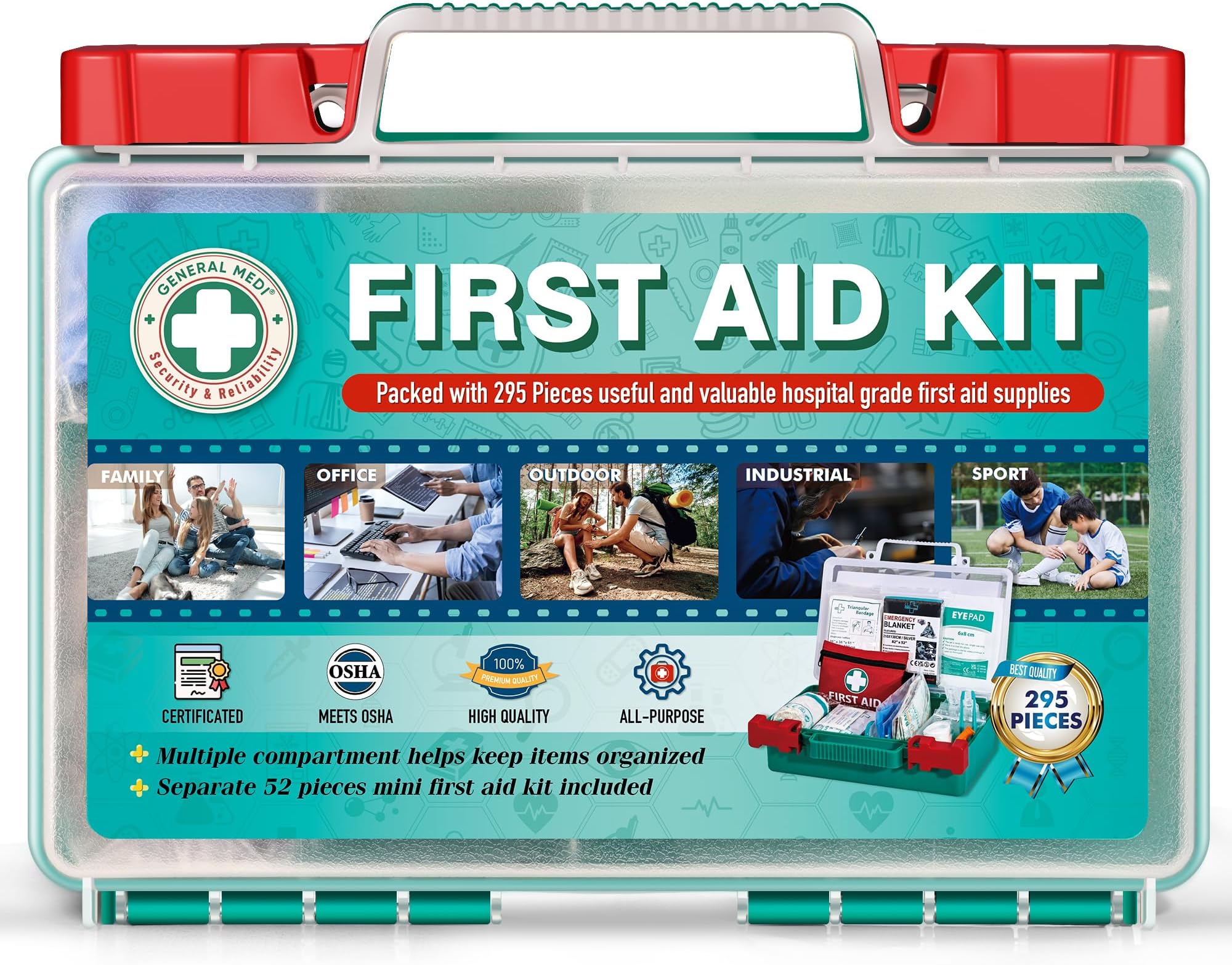 Amazon.com: General Medi 210 Piece First Aid Kit- Emergency kit ...