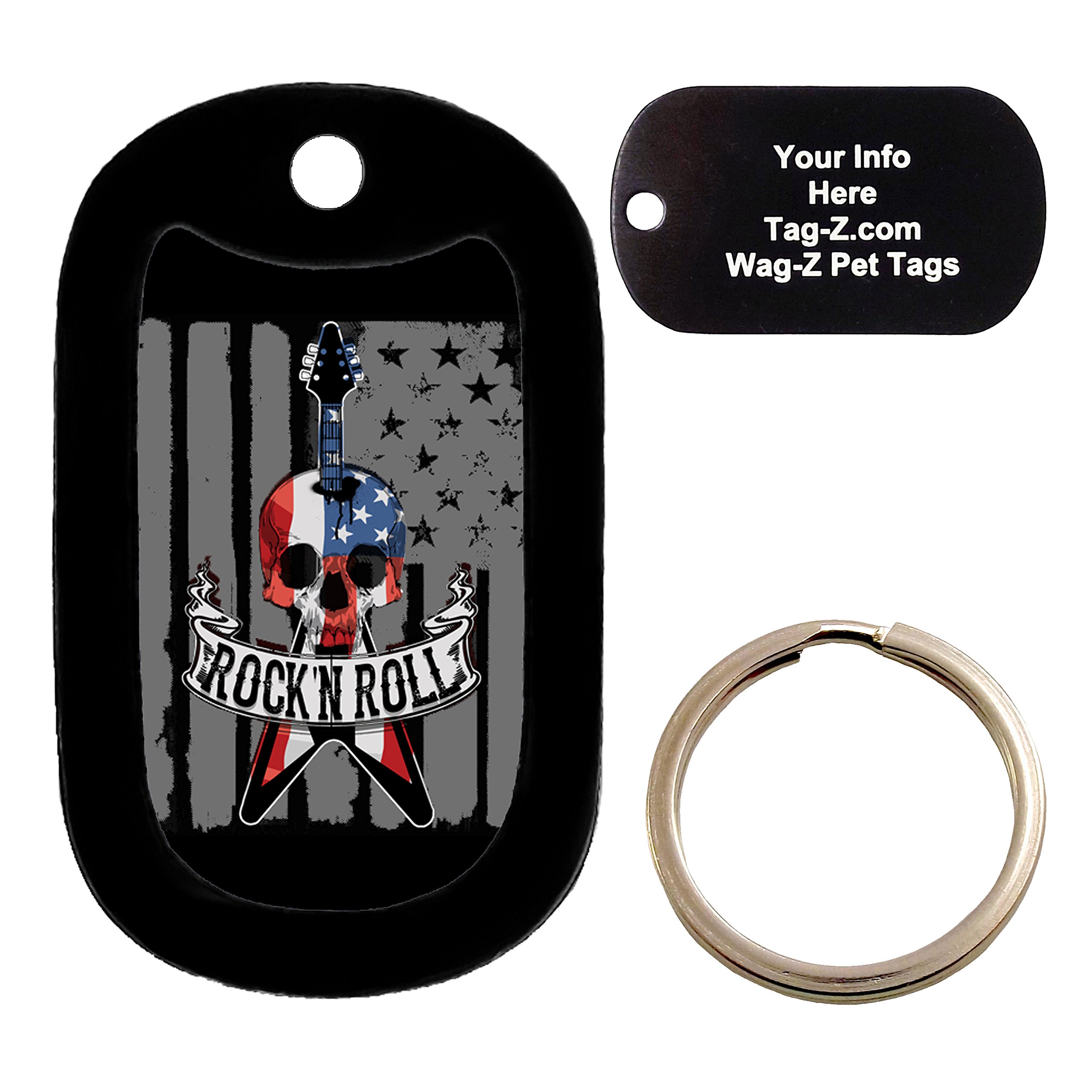 Amazon.com: Custom Engraved Pet Tag - Rock and Roll guitar Flag - Dog ...