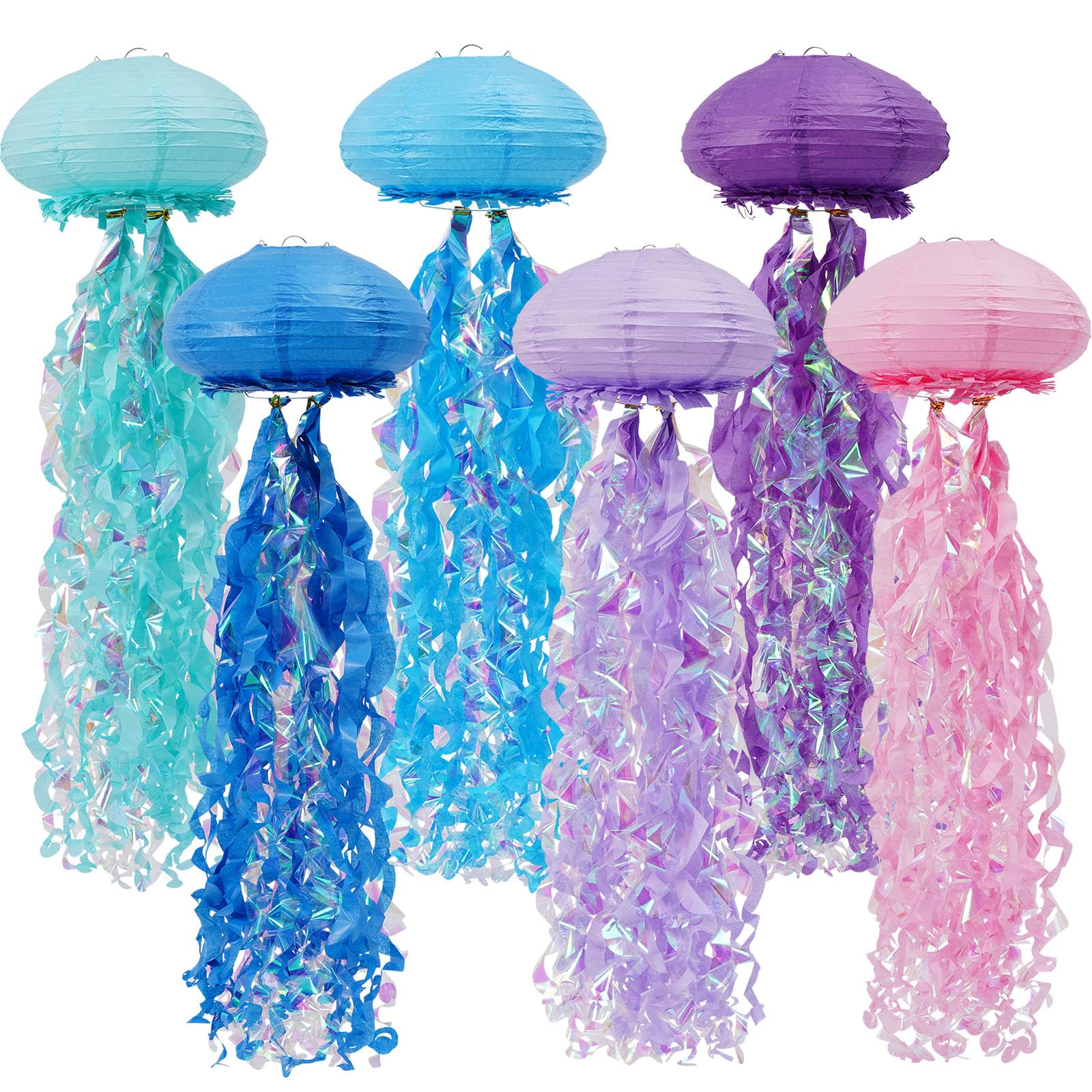 YUNXUAN Mermaid Birthday Decorations, Jellyfish Paper Lanterns Hanging ...
