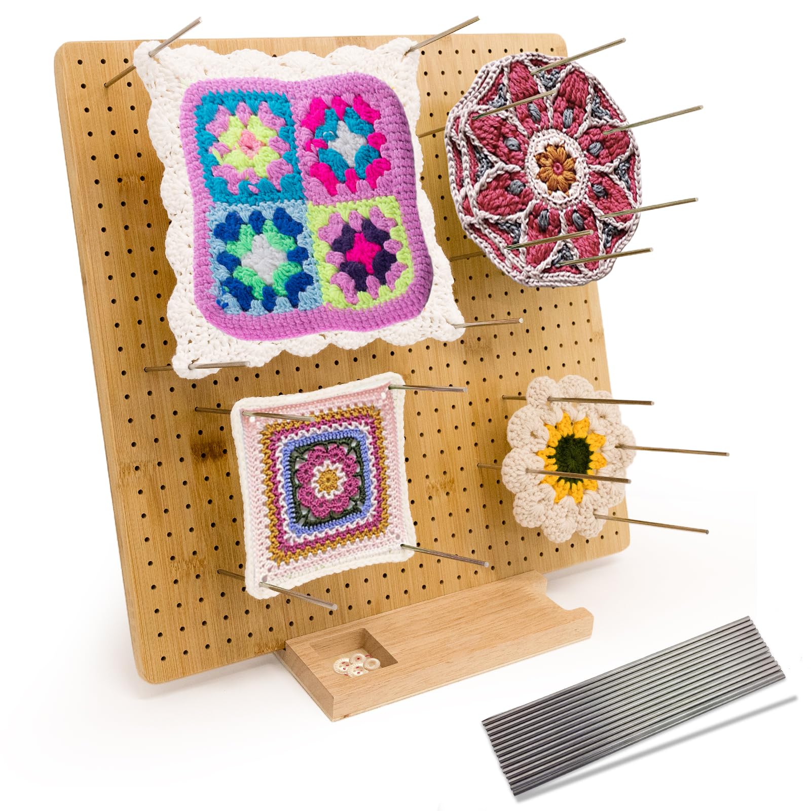 Amazon.com: 15" Crochet Square Blocking Board for Crocheting with 15 ...