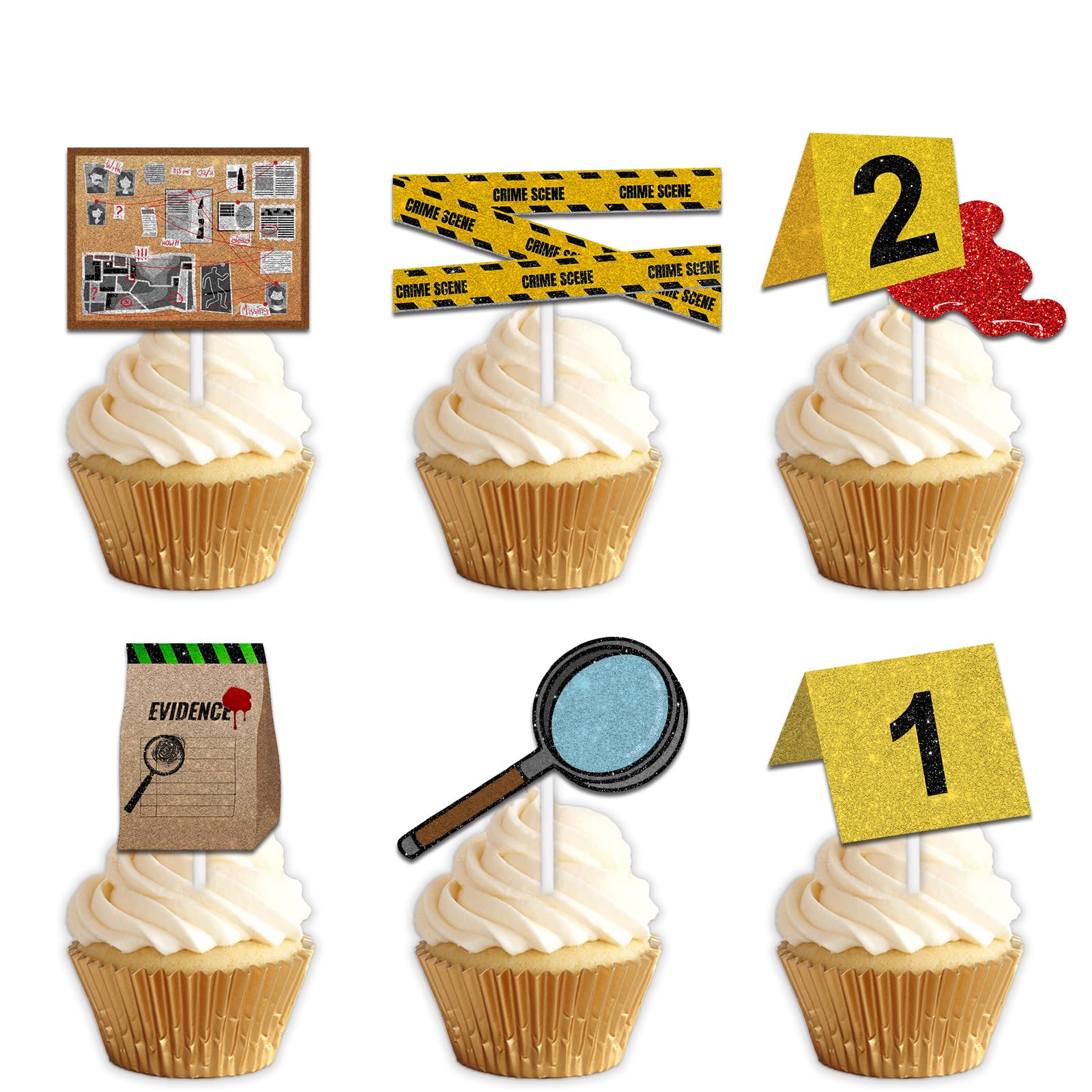 Amazon.com: Mystery Crime Clue Evidence Dessert Cupcake Topper Pick for ...