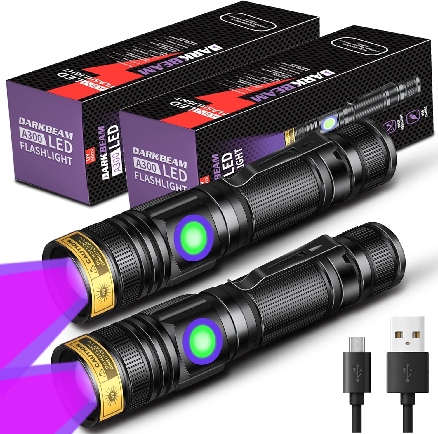 DARKBEAM UV Light Torch Ultraviolet Flashlight Rechargeable 395nm, Wood ...