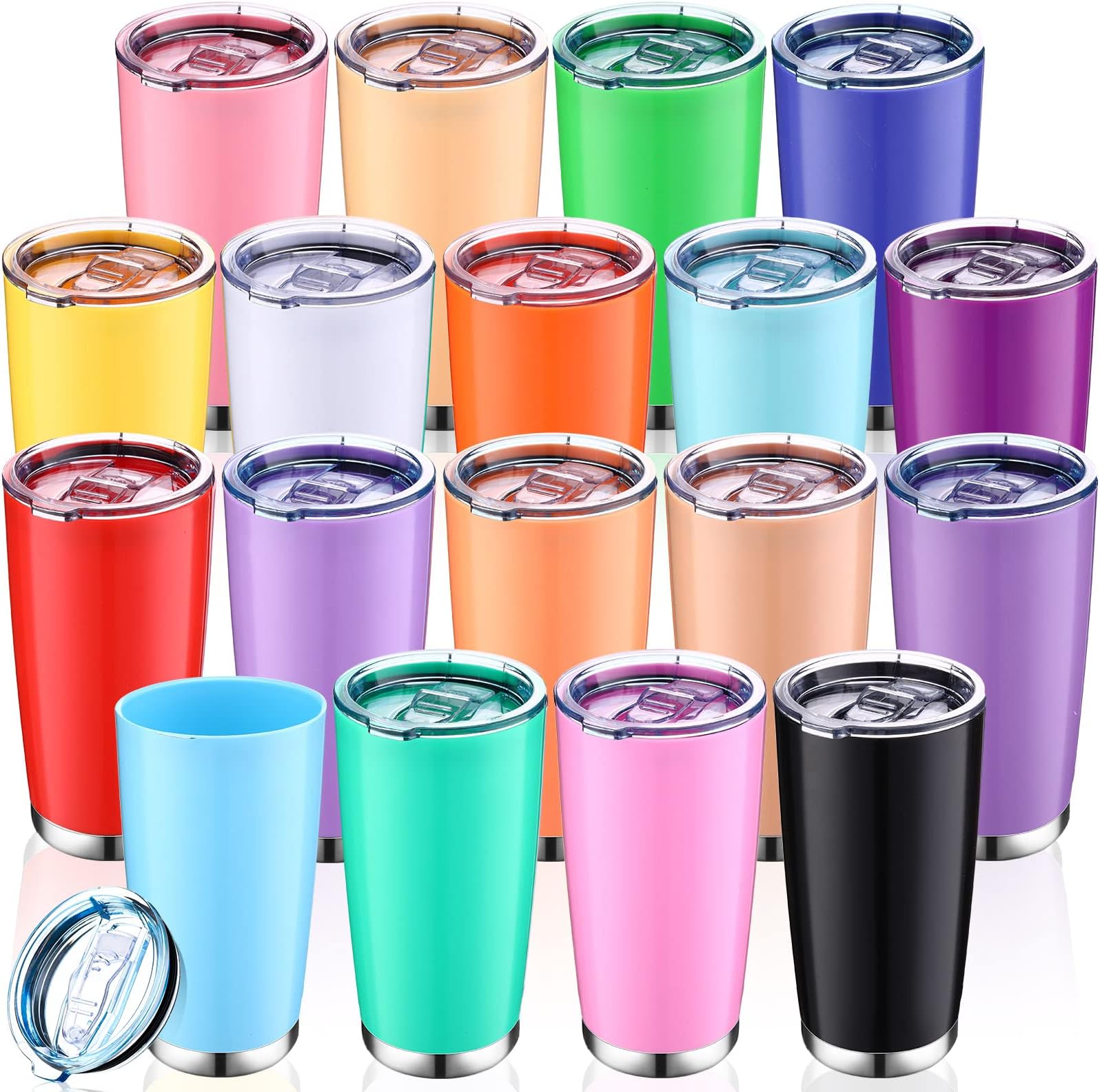 Amazon.com | Mimorou 12 Pieces Plastic Tumbler with Lids 20oz Reusable ...