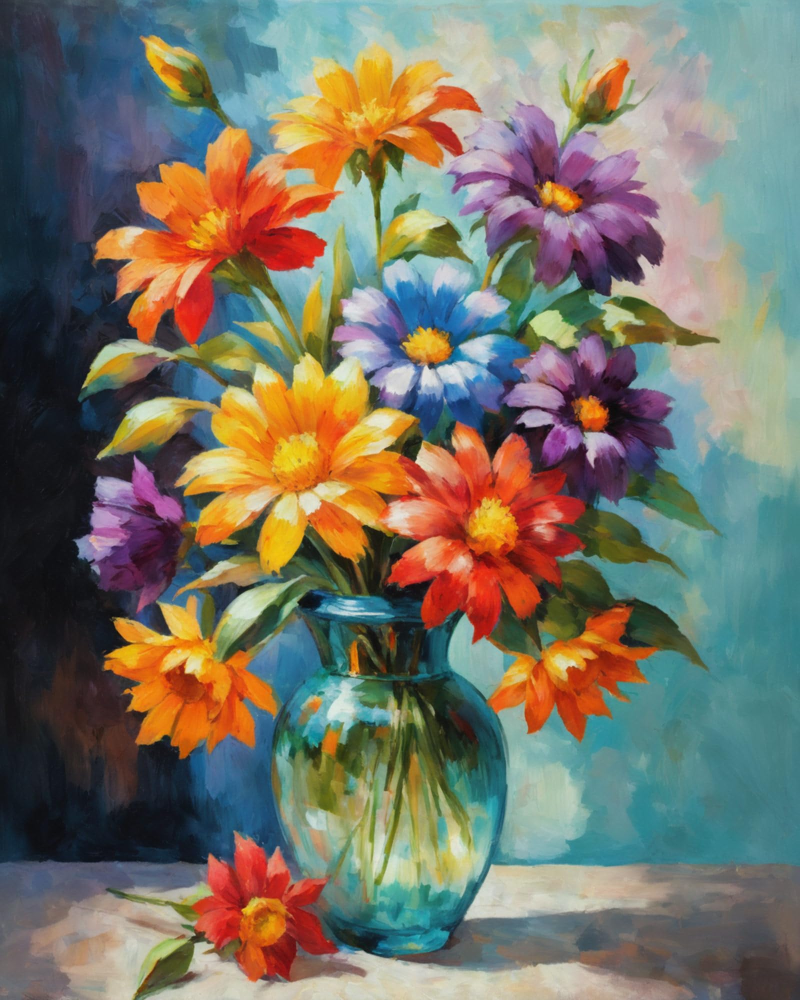 Amazon.com: ldazao Colorful Flowers Paint by Numbers Kit for Adults ...