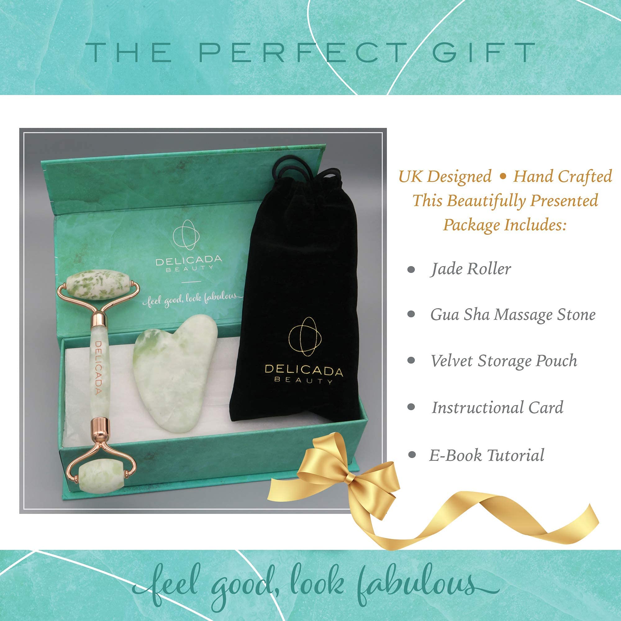 Buy Jade Roller and Gua Sha Set - Jade Roller & Gua Sha Stone, Elegant ...