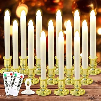 Amazon.com: Verdenu 14 Pack Christmas Window Candles with Timer Remote ...