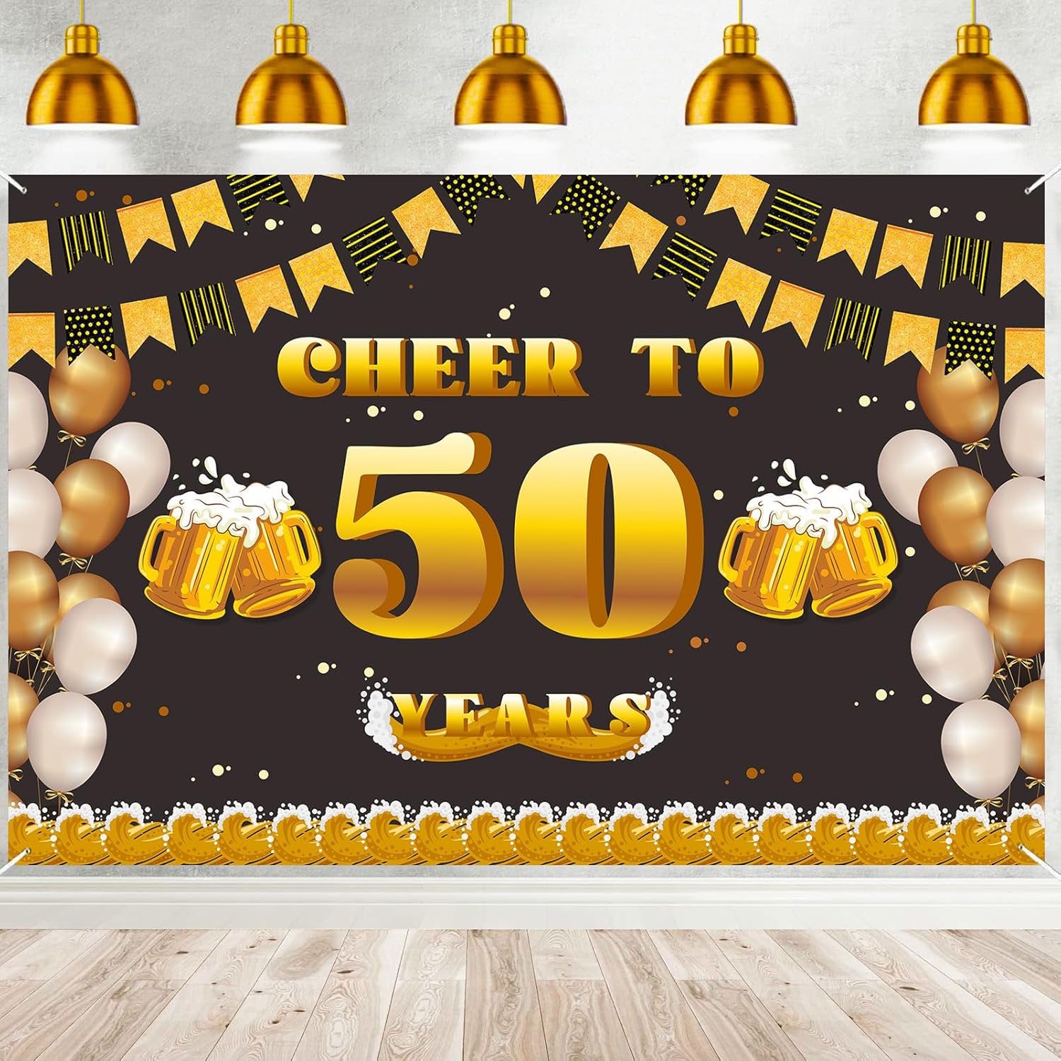 Amazon.com: Cheer to 50 Years Birthday Banner Backdrop Decorations ...
