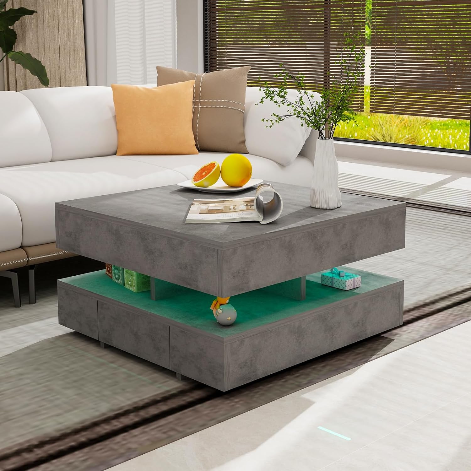 Amazon.com: Rigel Coffee Table, Modern Design Square Coffee Table, 2 ...
