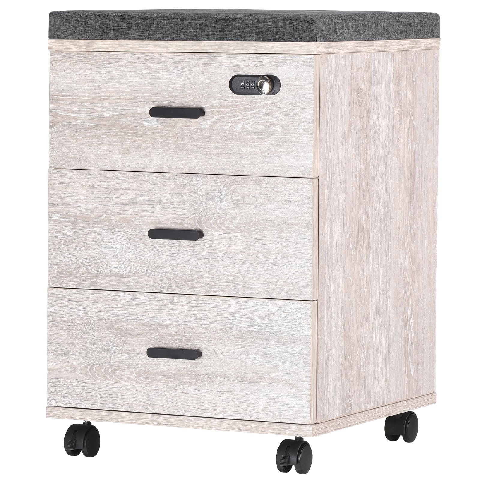 File Cabinet with Smart Lock,3 Drawer Mobile Small Office Cabinet ...