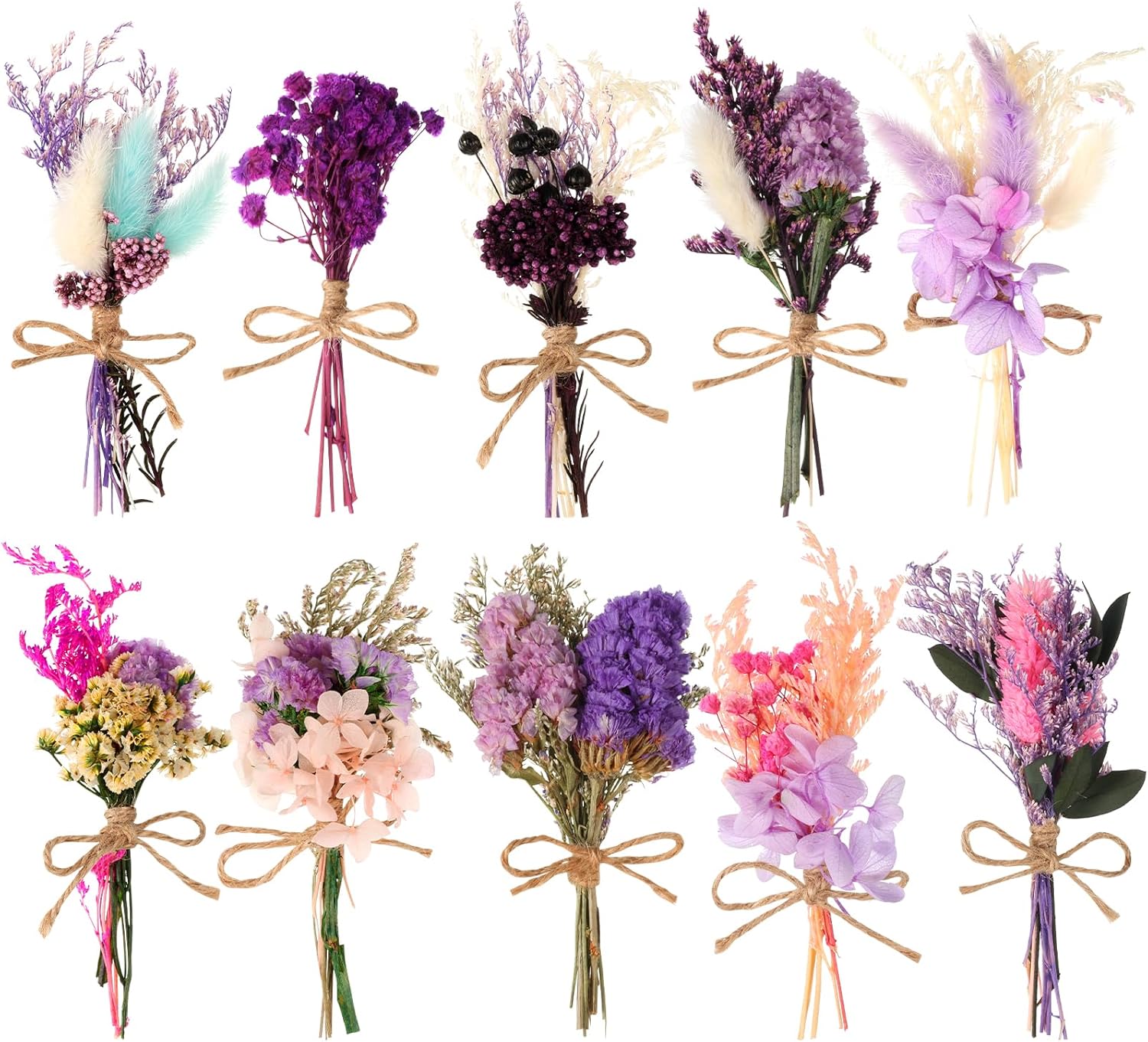 Amazon.com: VAIPI 10 Pack Dried Flowers Bouquet Purple Dried Flower ...