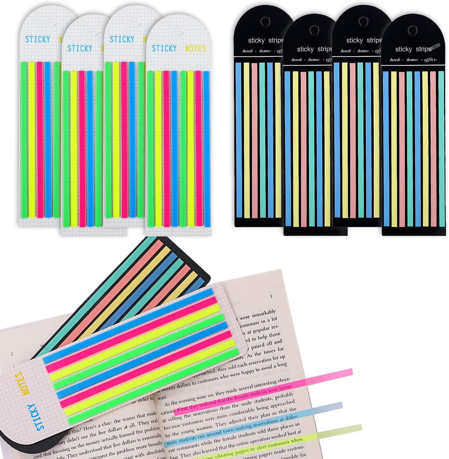 Amazon.com : 1280Pcs Translucent Bar Highlighting Sticky Note ...