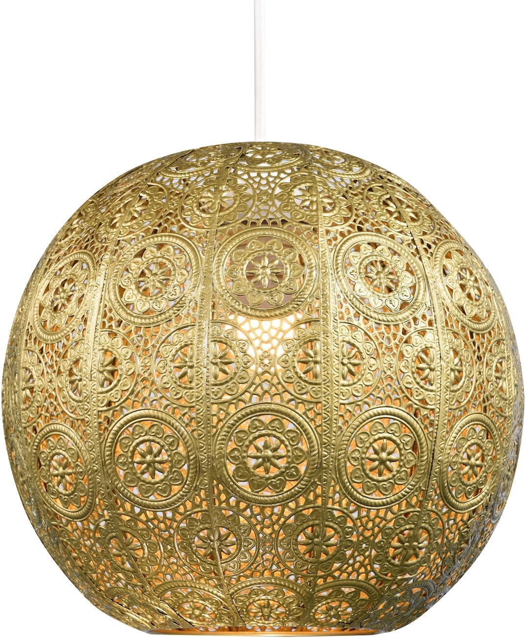 Spherical Moroccan Pendant Lamp Shade in Satin Gold Metal - Vintage and ...