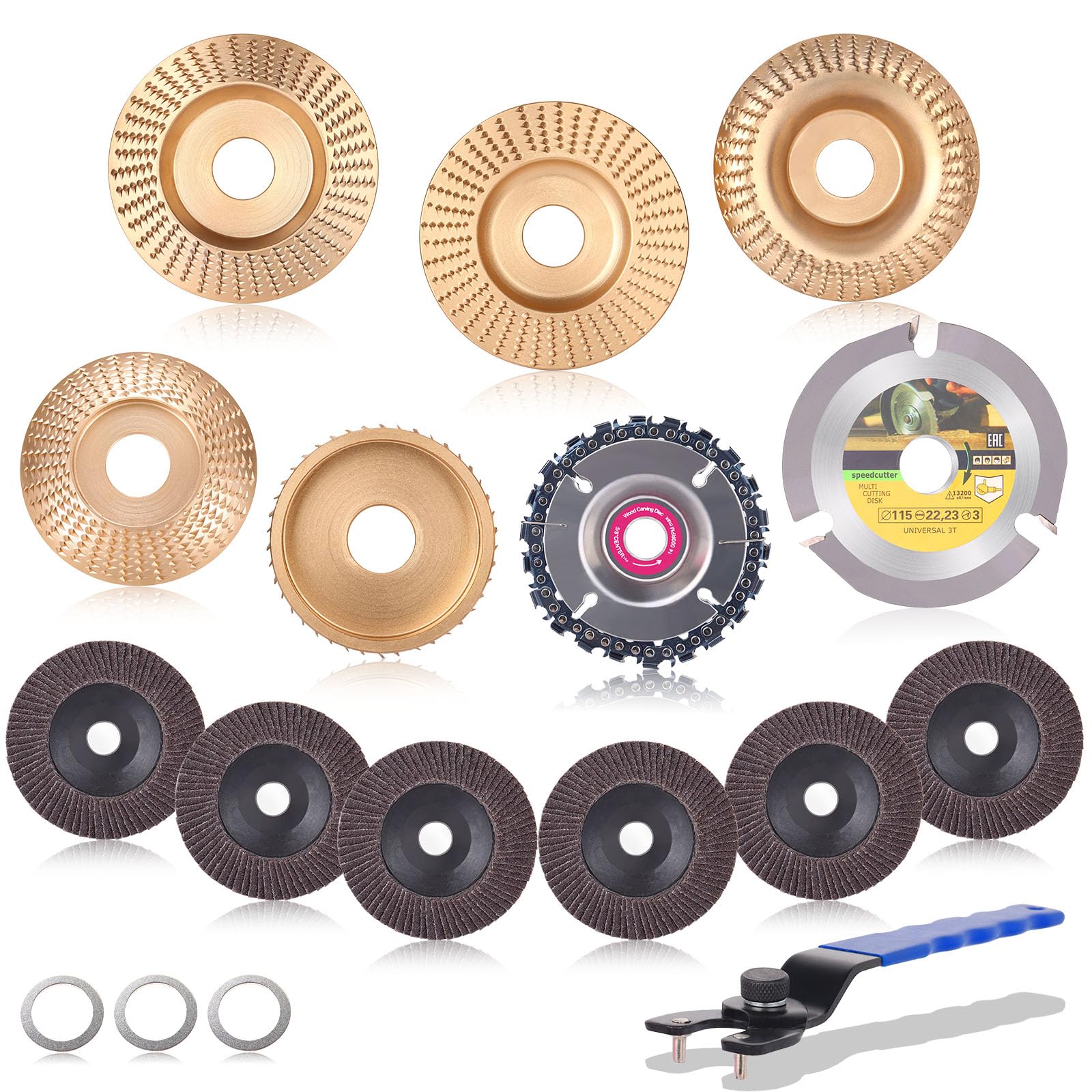 Snapklik.com : 13PCS Wood Carving Disc Set For 4" Or 4 1/2" Angle ...