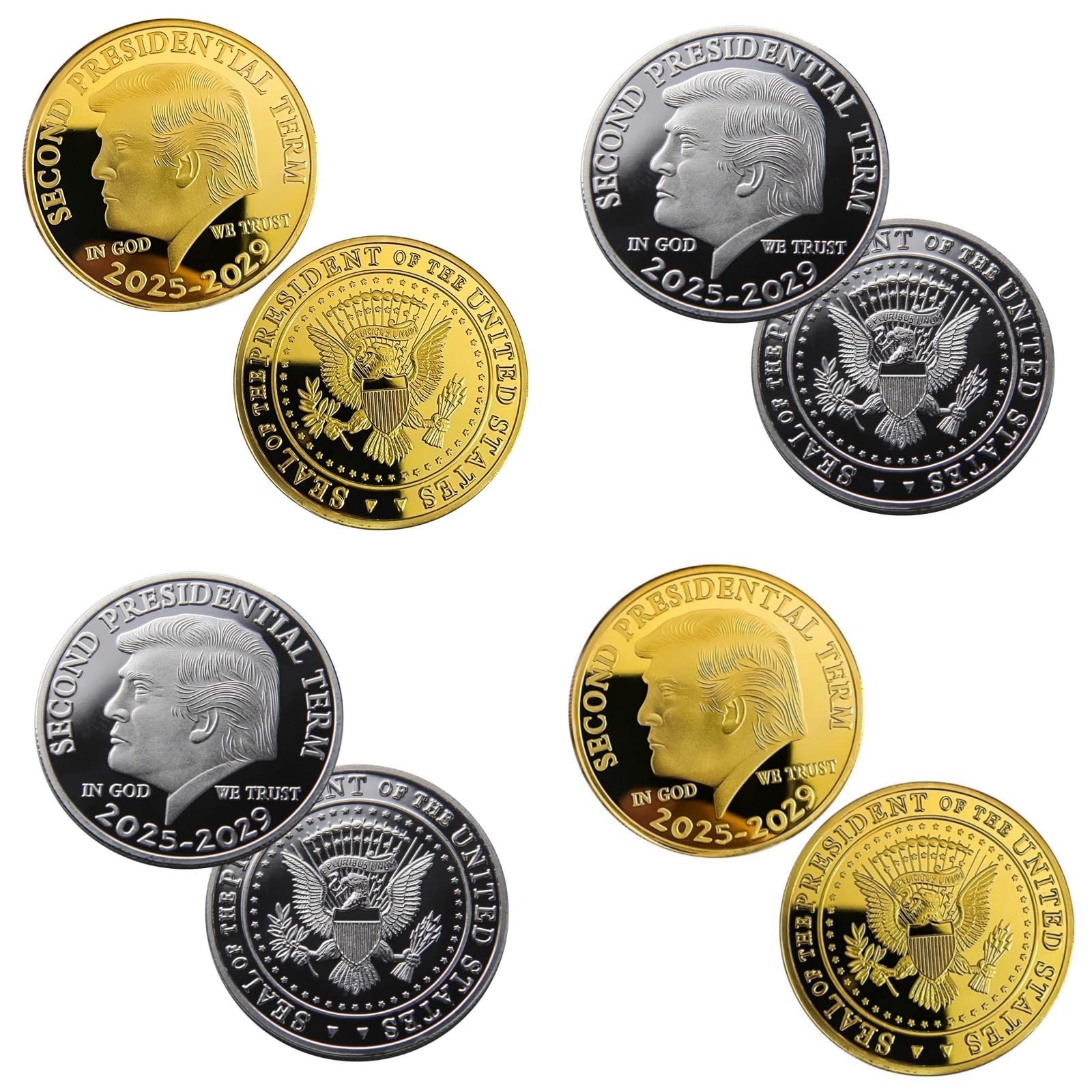 Amazon.com: 4 Pcs/Set Donald Trump Commemorative Coins, President Term ...