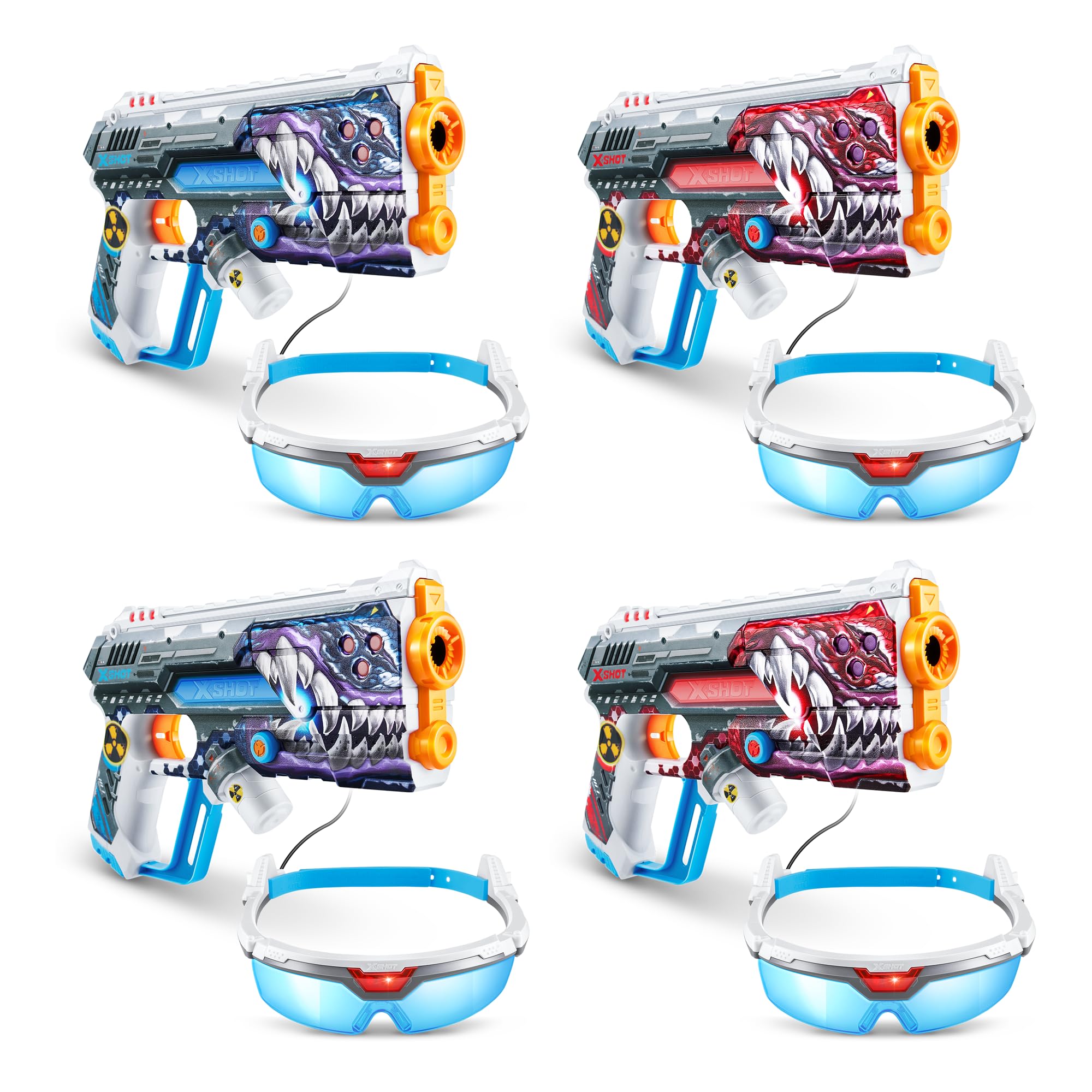 XSHOT Skins Laser 360°, 4 Laser Blasters & 4 Infrared Headset, 4 ...