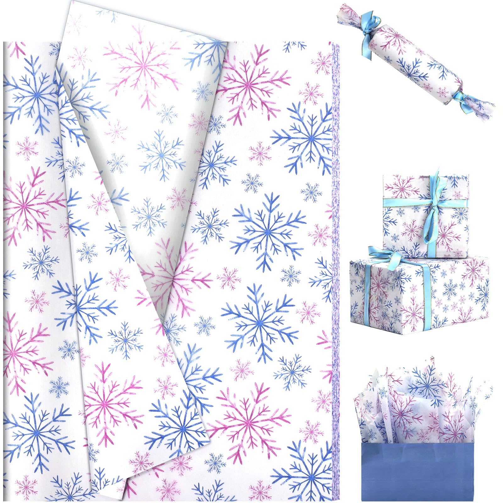Amazon.com: 100 Sheet Snowflake Tissue Paper, 20x14in Blue Purple ...