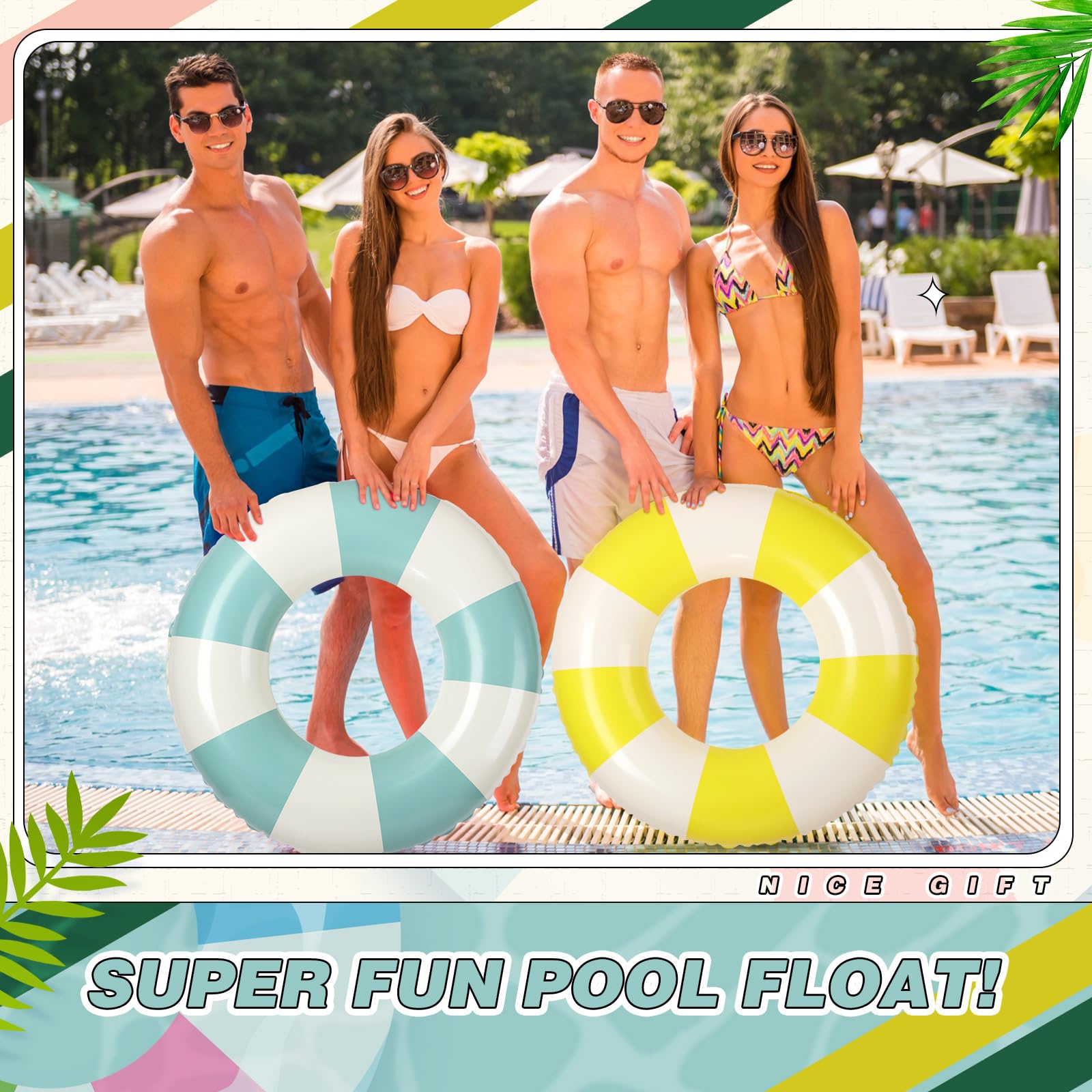 Snapklik.com : Libima 8 Pcs Inflatable Pool Floats For Adults Kids, Swimming Rings Swim Tube ...
