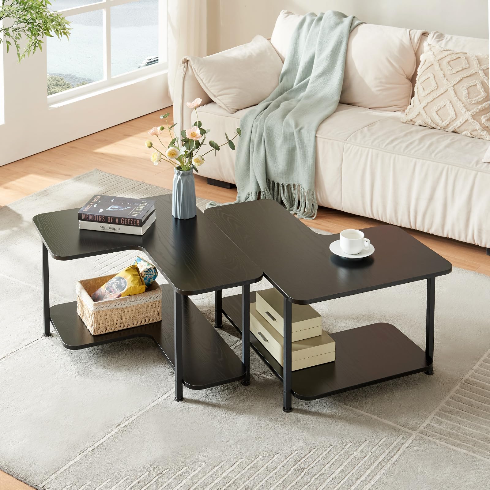 Amazon.com: HUSHEDIFY Modular Coffee Table Set of 2, Simple Design ...