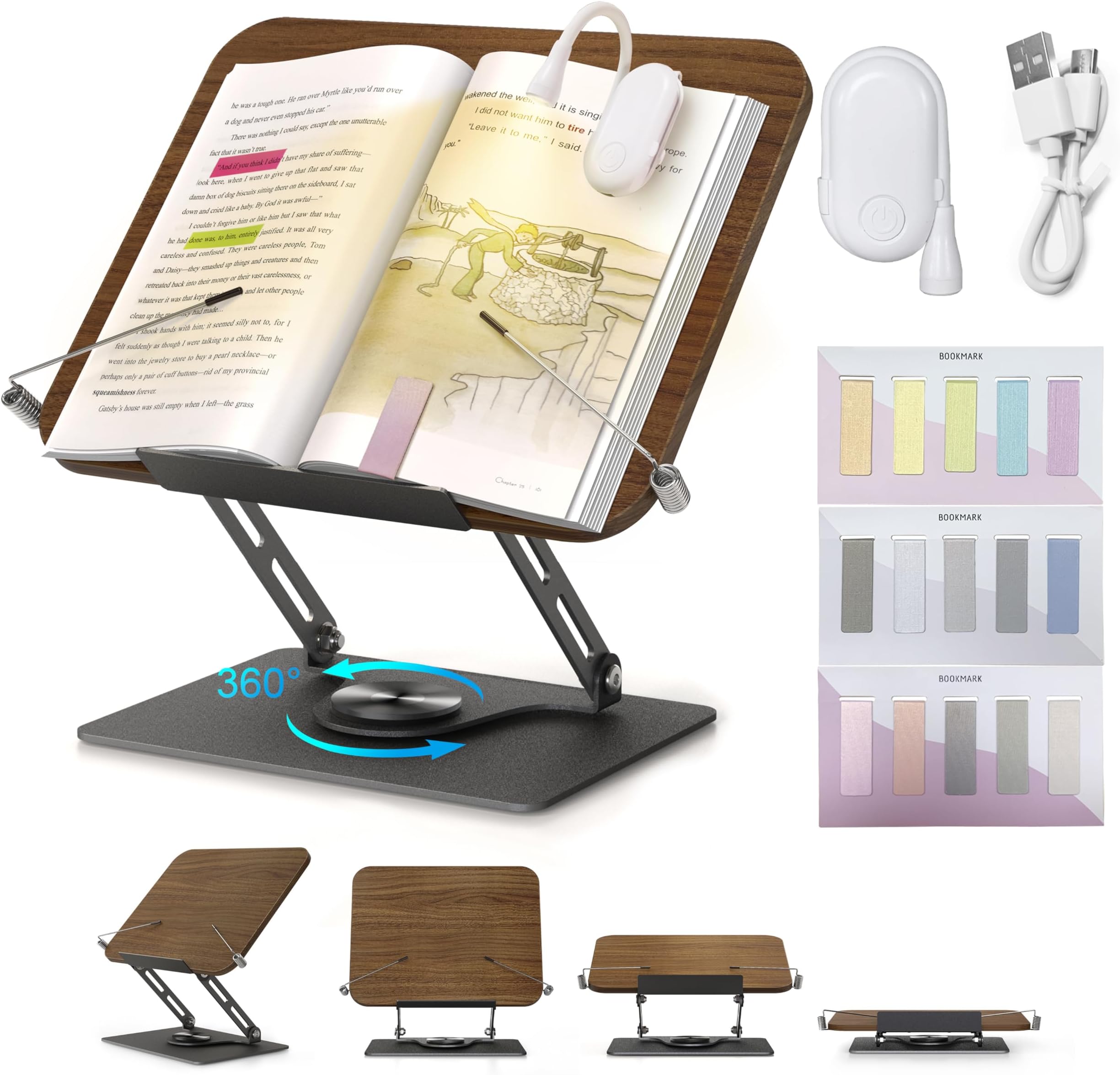 Amazon.com : Namon Book Stand Set, Book Stand for Reading with Book ...