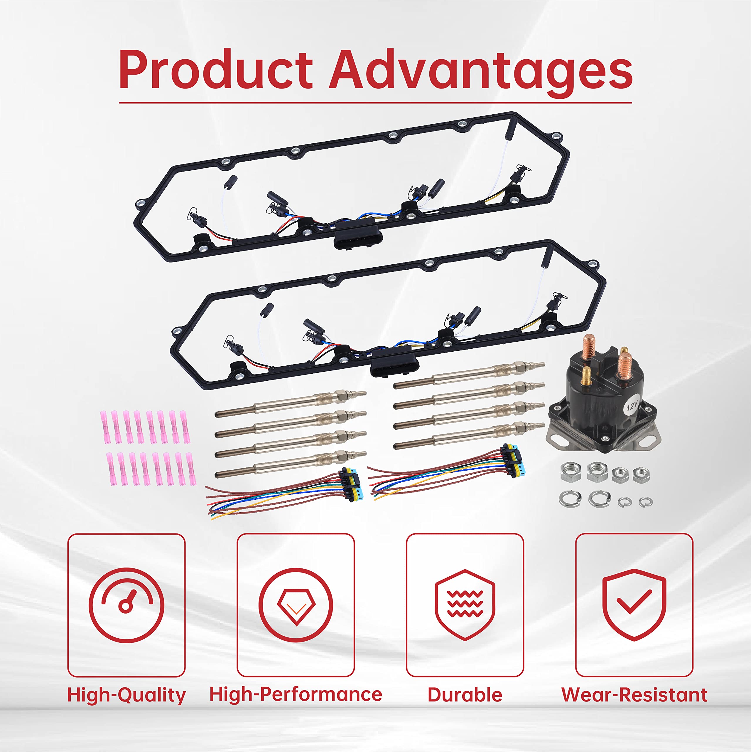 FGJQEFG Valve Cover Gaskets + Harness Glow Plugs + BK Relay with Inner ...