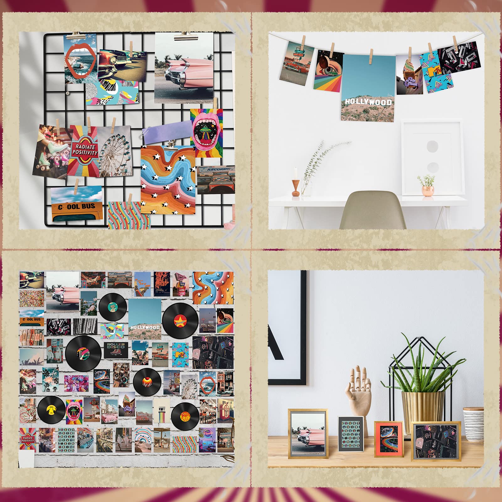 Buy 60 PCS Aesthetic Room Decor Retro Wall Collage Kit Retro Aesthetic ...