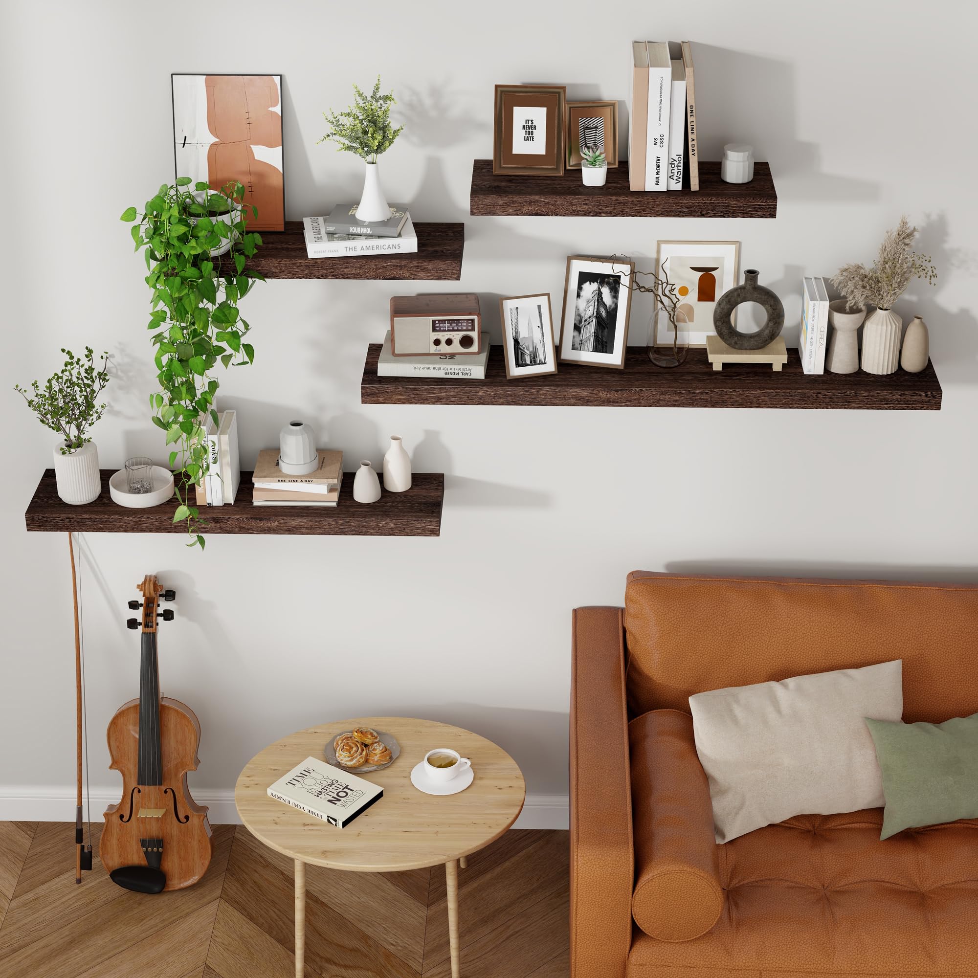 Snapklik.com : Axeman Floating Shelves, 8 Inch Deep Rustic Solid Wood ...