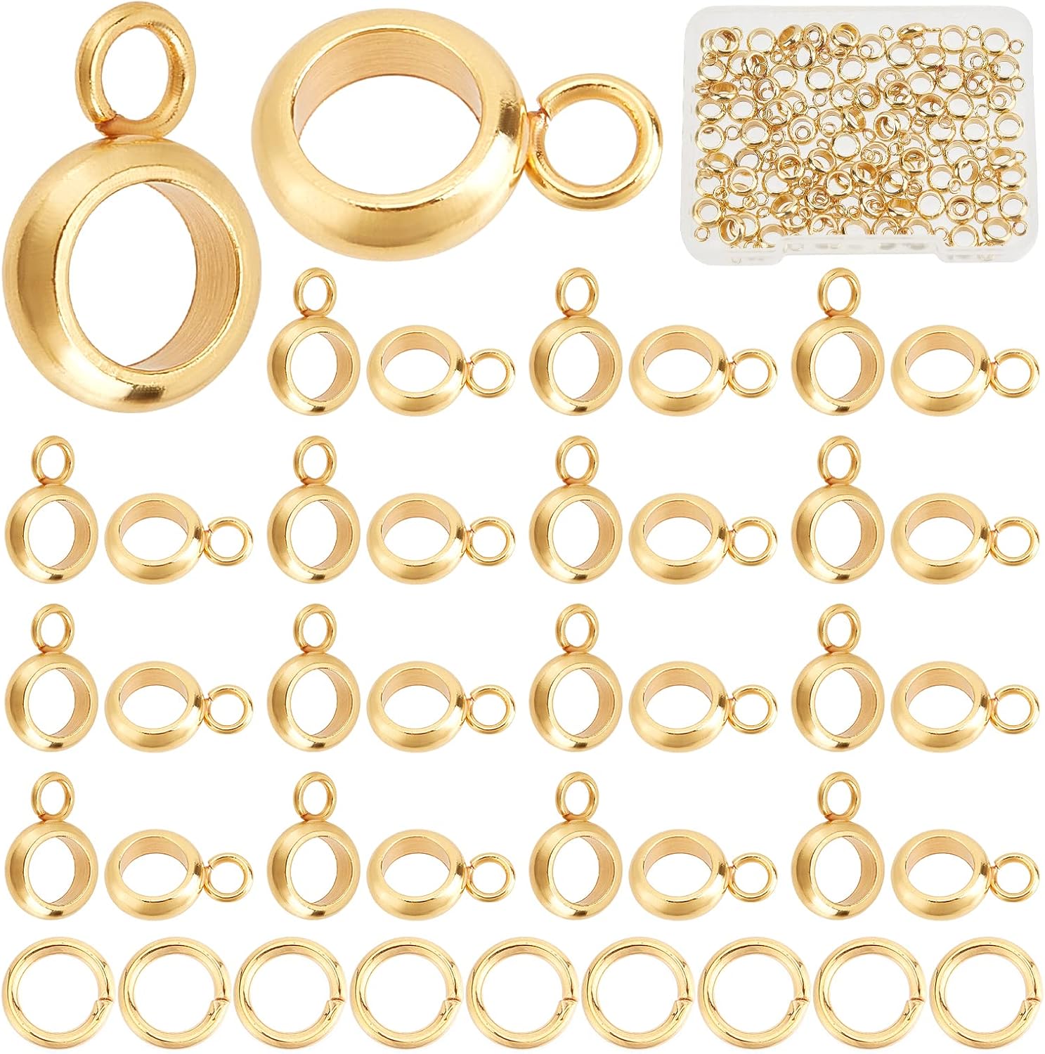 Amazon.com: CREATCABIN 100Pcs 18K Gold Plated Column Bail Beads ...