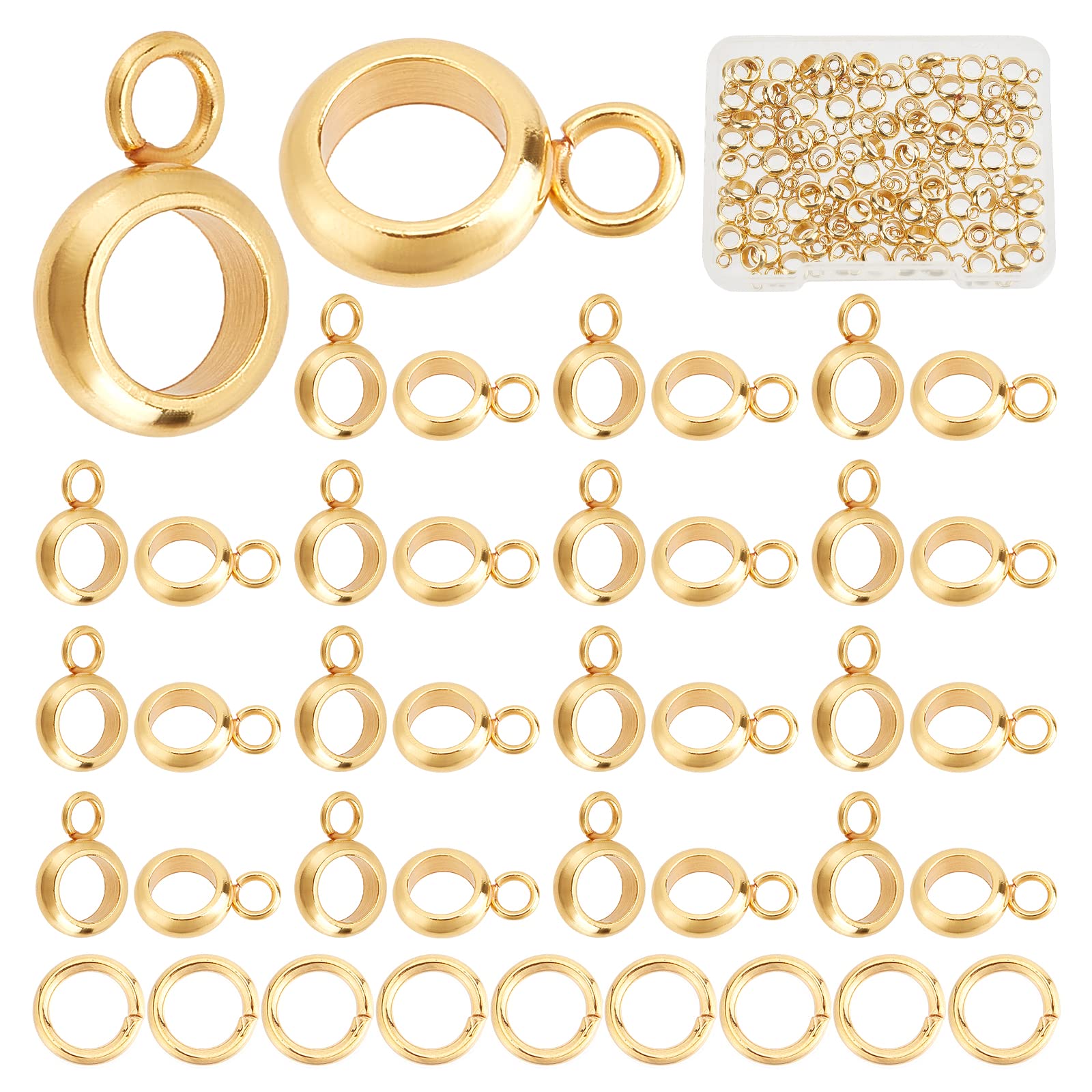 Amazon.com: CREATCABIN 100Pcs 18K Gold Plated Column Bail Beads ...