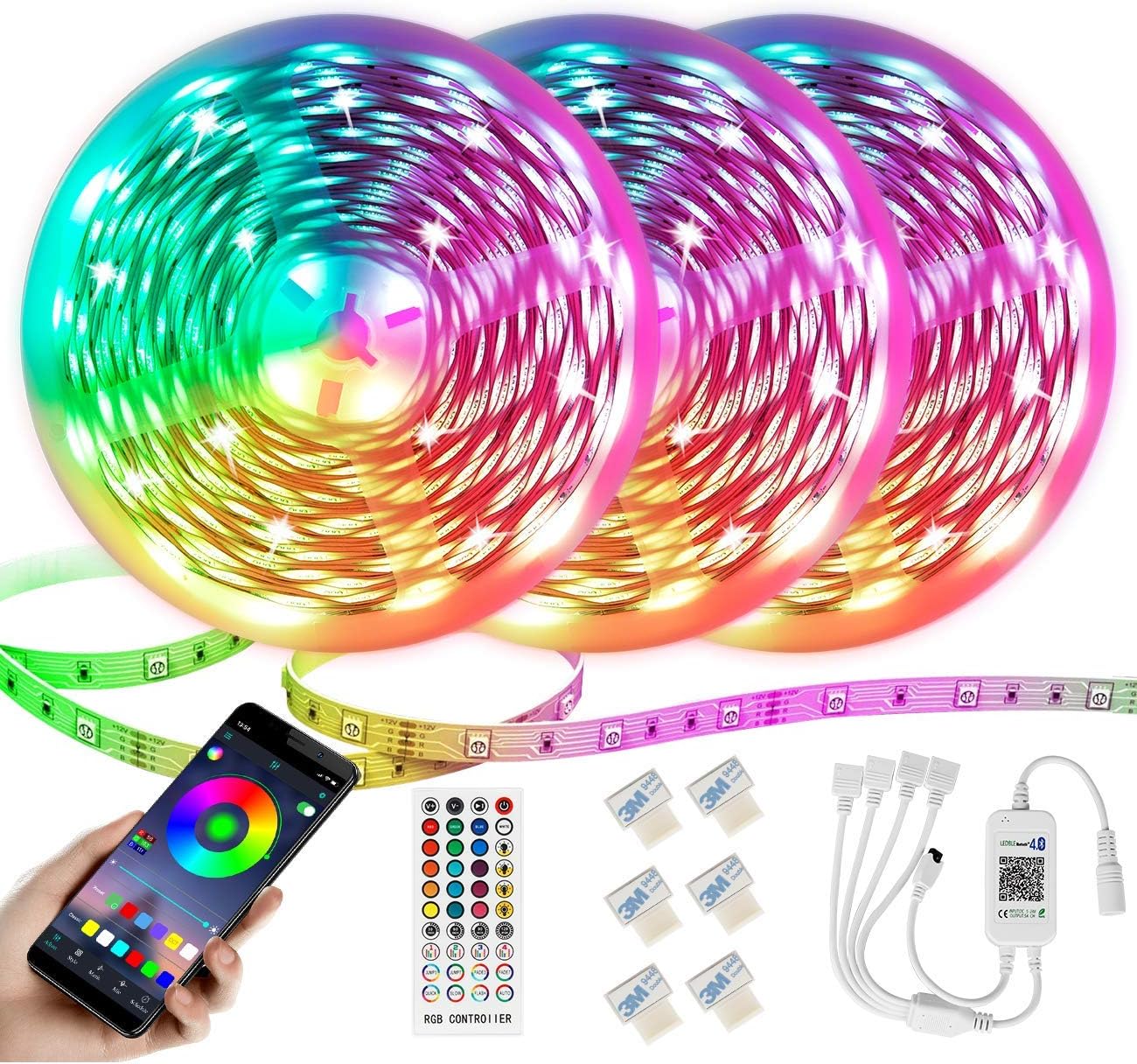 Amazon.com: LED Strip Lights, RGB LED Light Strip Music Sync RGB LED ...