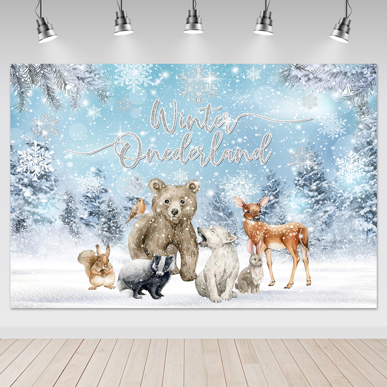 Amazon.com : Mocsicka Winter Onederland Backdrop Winter 1st Birthday ...