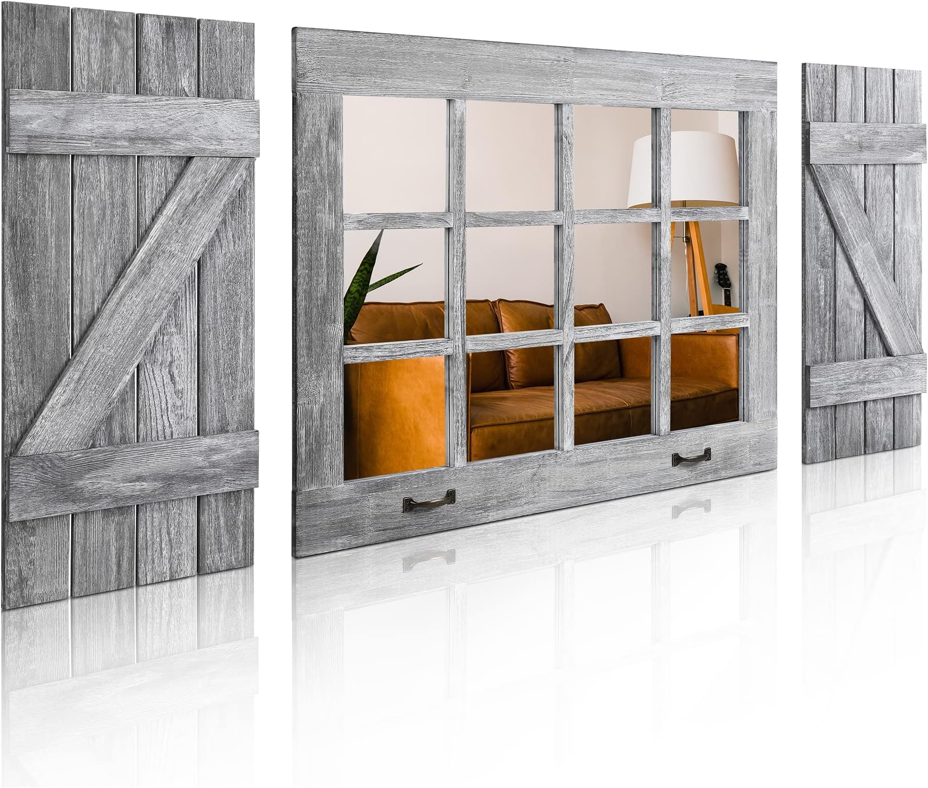 Amazon.com: Besuerte Large Window Pane Wall Mirror with Shutters ...