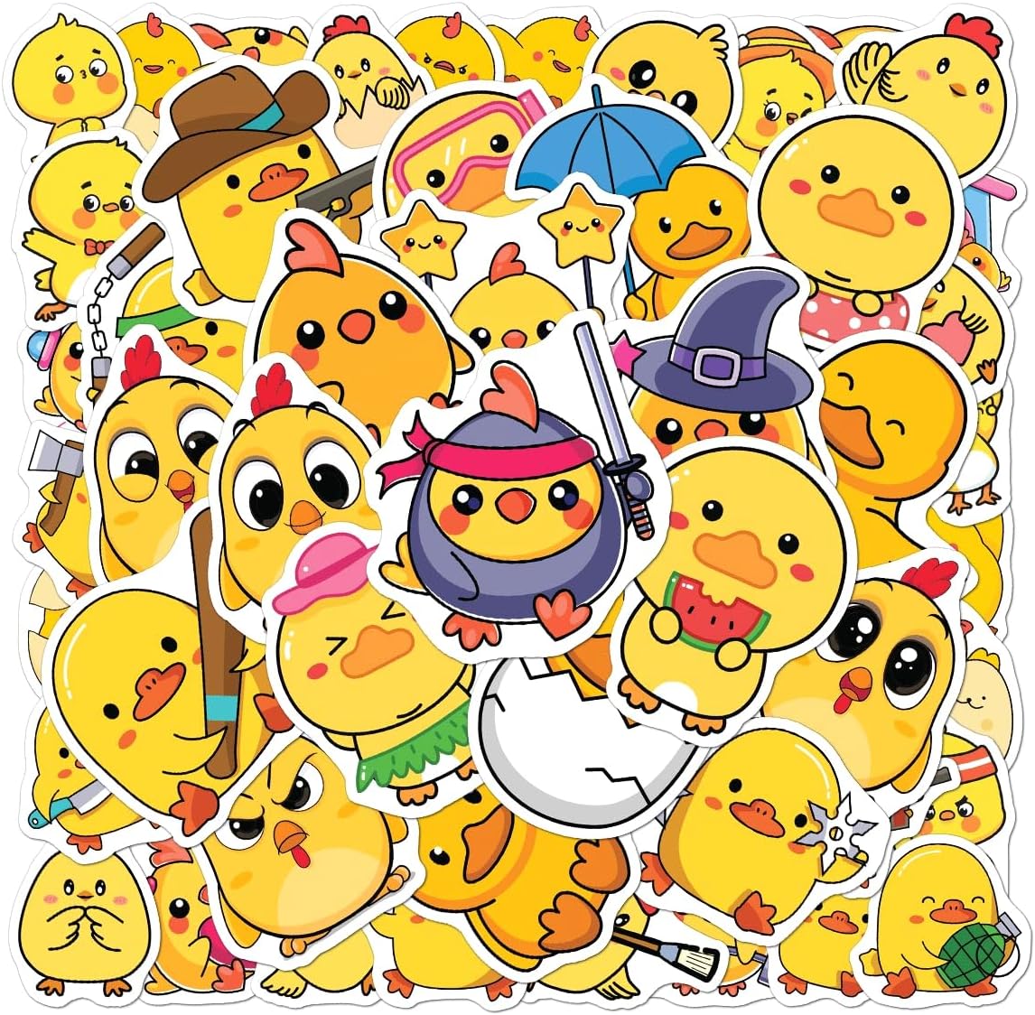 Amazon.com: 100 Pcs Chicken Stickers Cute Waterproof PVC Chicken ...