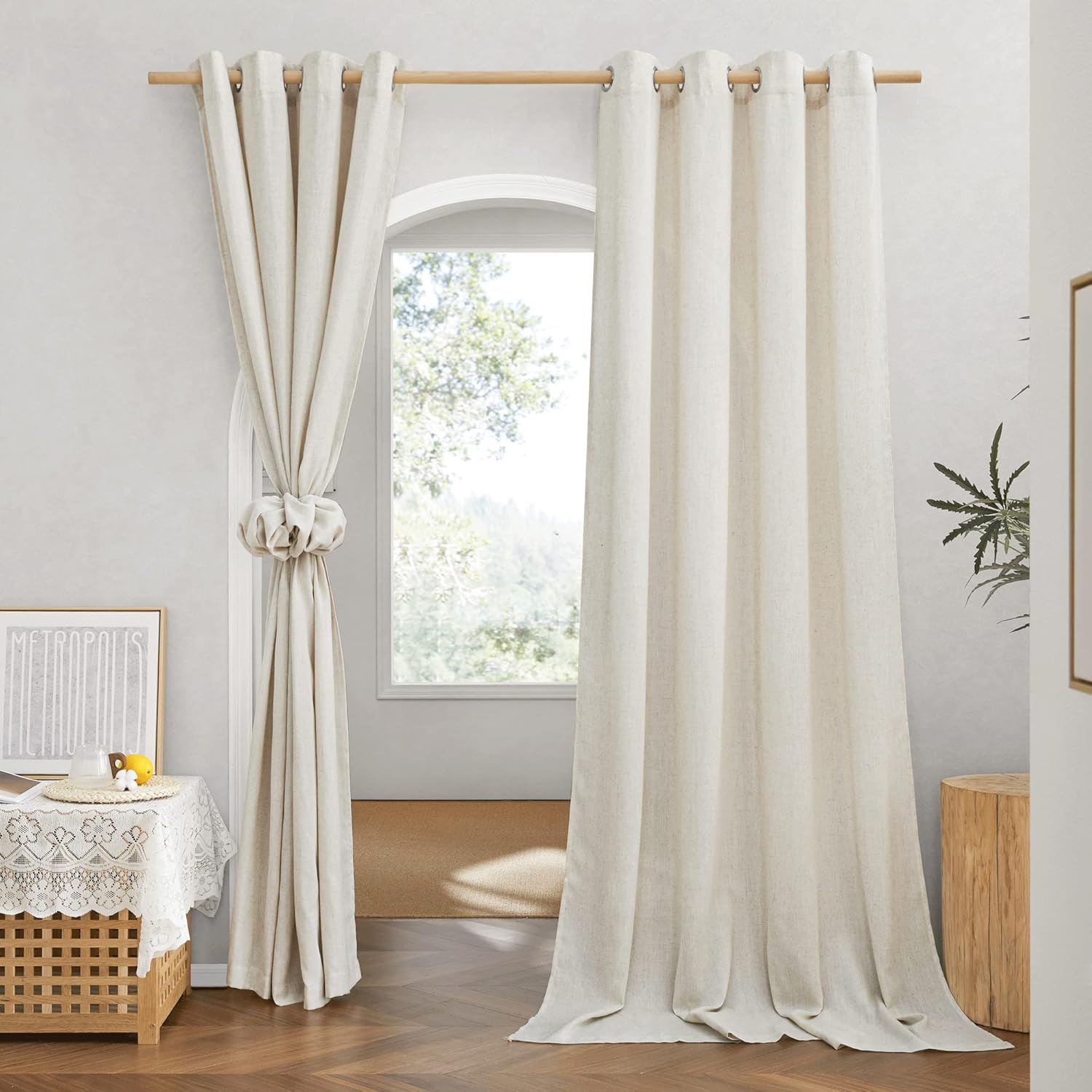 Amazon.com: NICETOWN Semi Sheer Boho Linen Curtains for Living Room ...