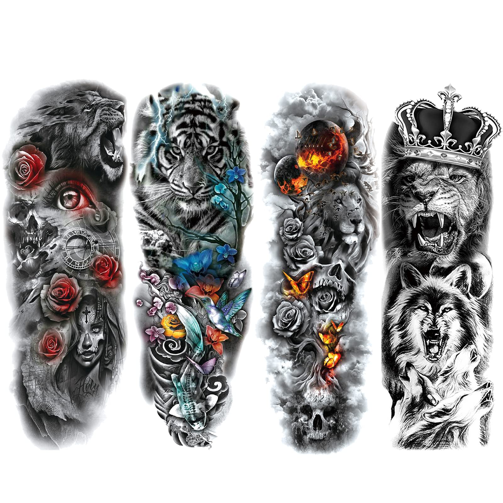 4 Pcs Temporary Tattoos Water Transfer Paper Tattoo Body Stickers Large ...