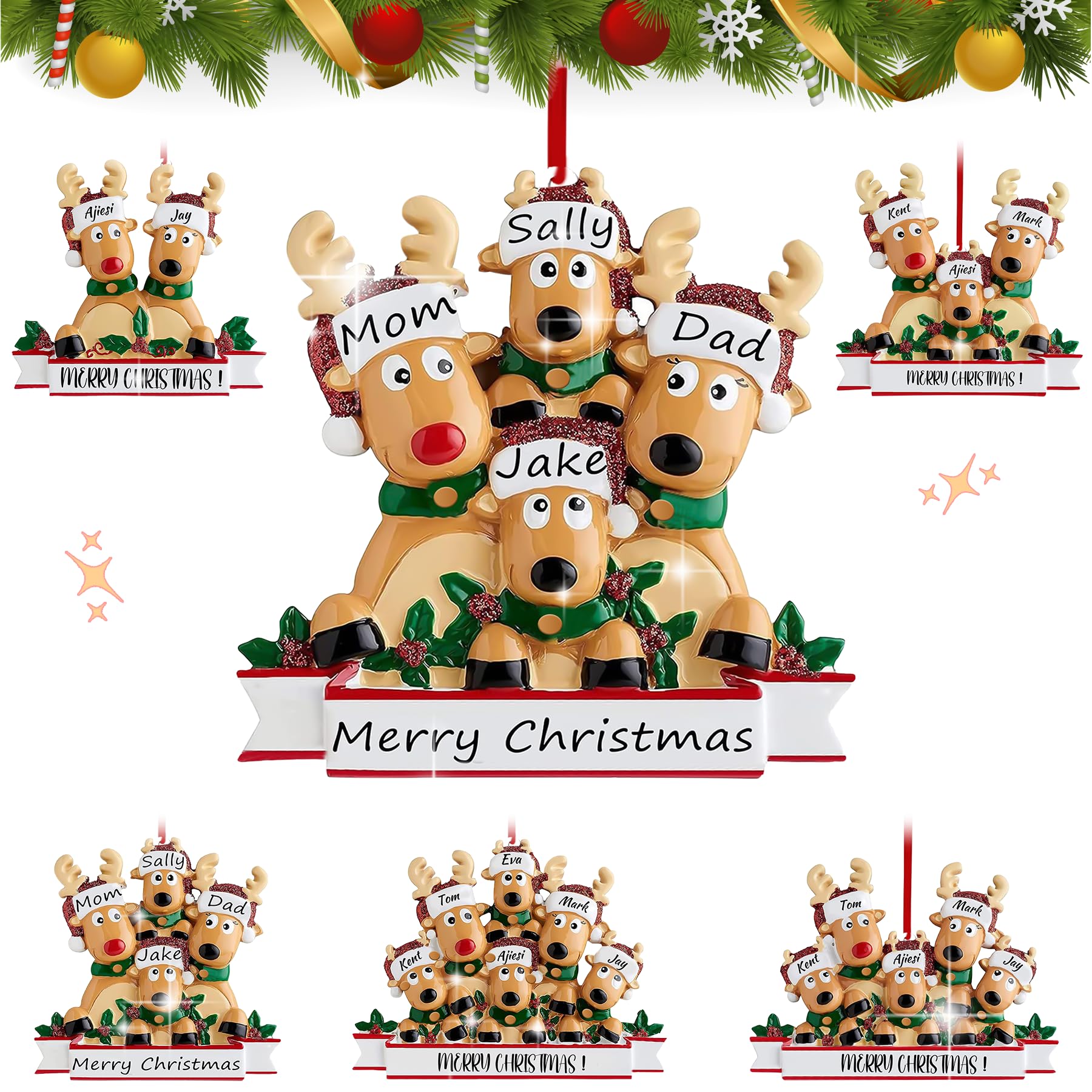 Amazon.com: Personalized Reindeer Christmas Ornaments 2024, DIY Resin ...