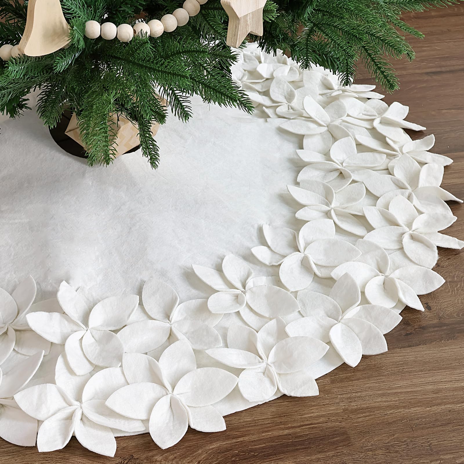 Amazon.com: Pawliss Christmas Tree Skirt Decor: 48 inches Cream White ...
