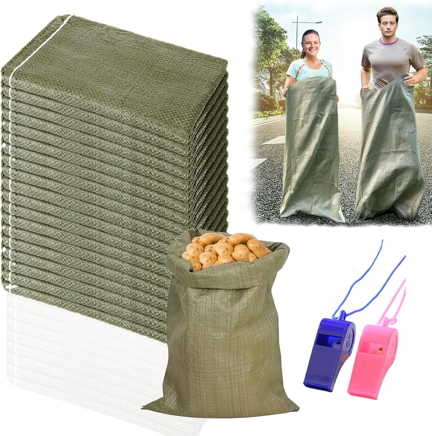 Amazon.com: 20PCS Potato Sack Race Bags,24"x40" Outdoor Lawn Games for ...