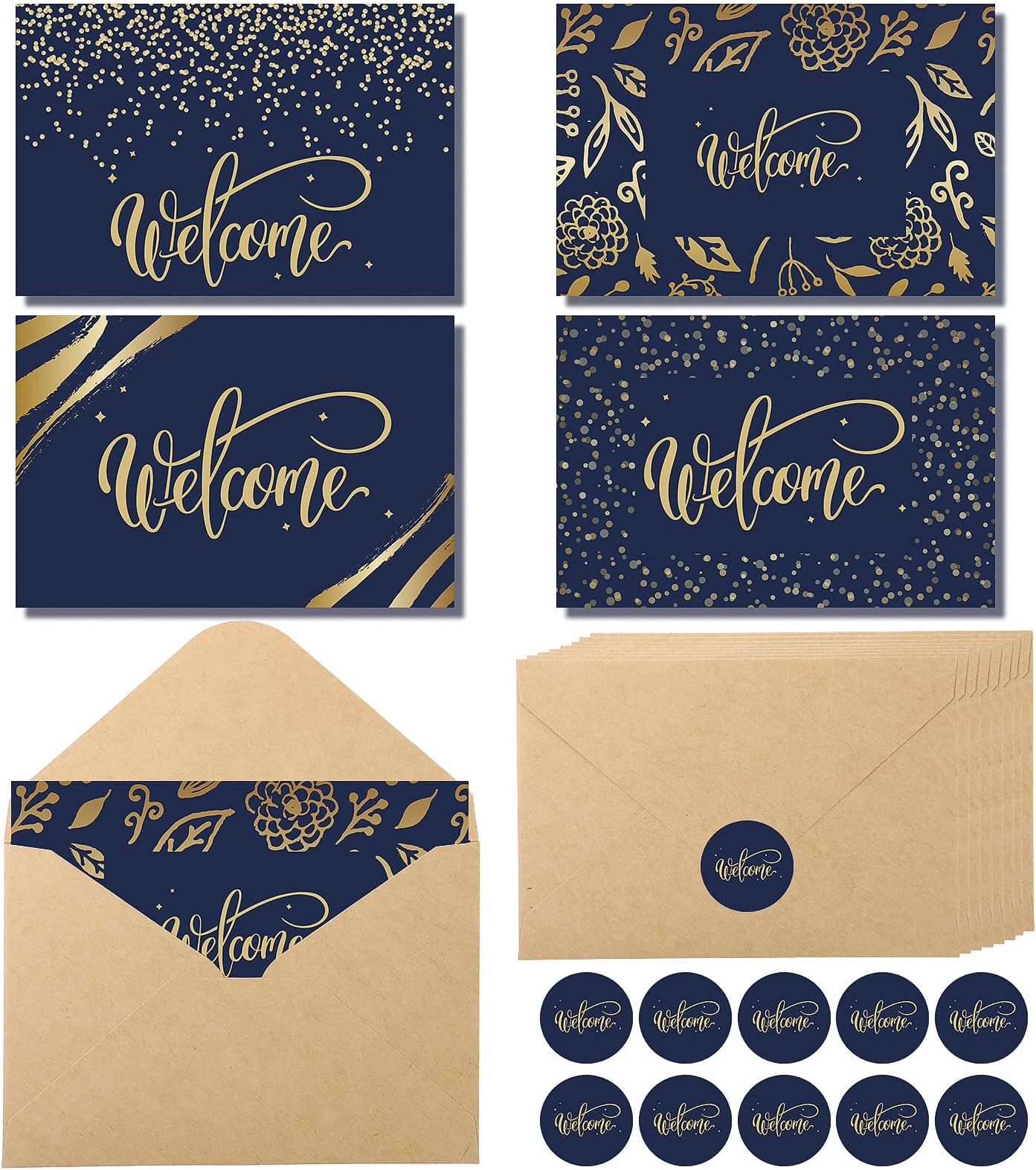 Amazon.com : Fumete 72 Pcs Welcome Note Cards with Kraft Envelopes and ...