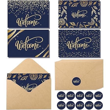 Amazon.com : 72 Pcs Welcome Note Cards with Kraft Envelopes and Welcome ...