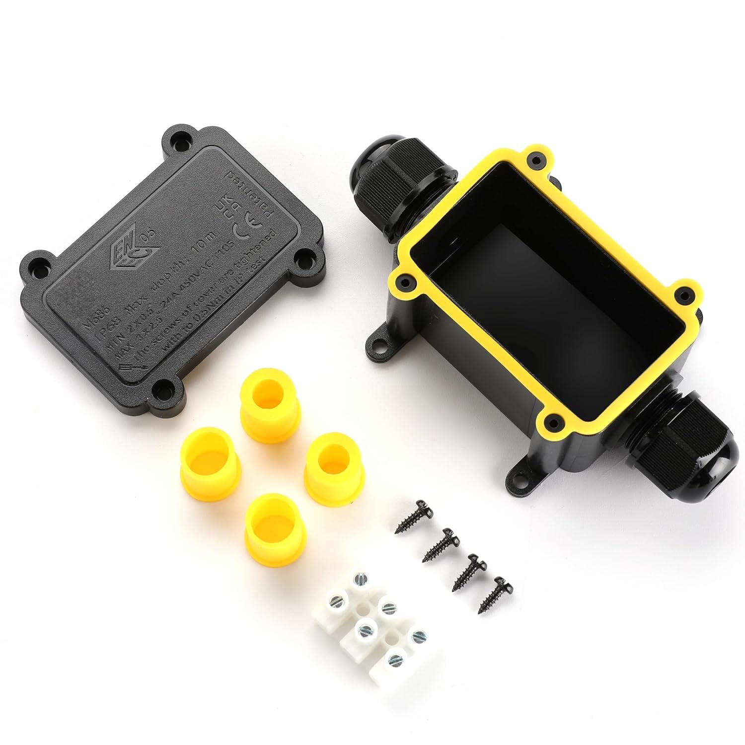 Tynoscco IP68 Waterproof Junction Box,2-Way Waterproof Splice Box ...