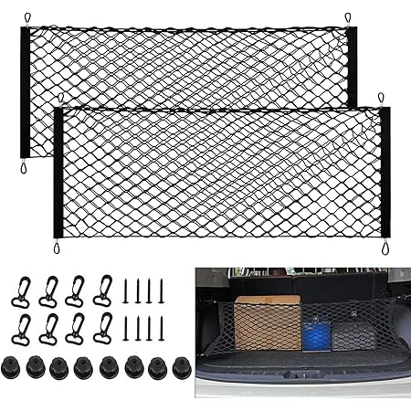 Rear Cargo Nets for SUV, 2 Pack Heavy Duty Trunk Cargo Nets with Hooks ...