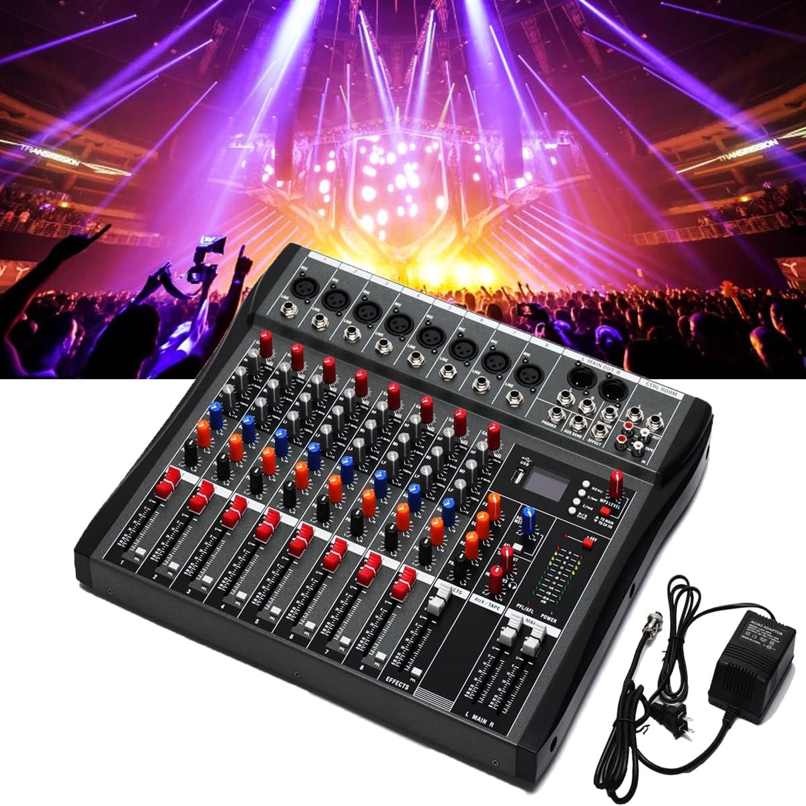 Amazon.com: MECCTP 8 Channel Mixer Sound Board Console, Live Studio ...
