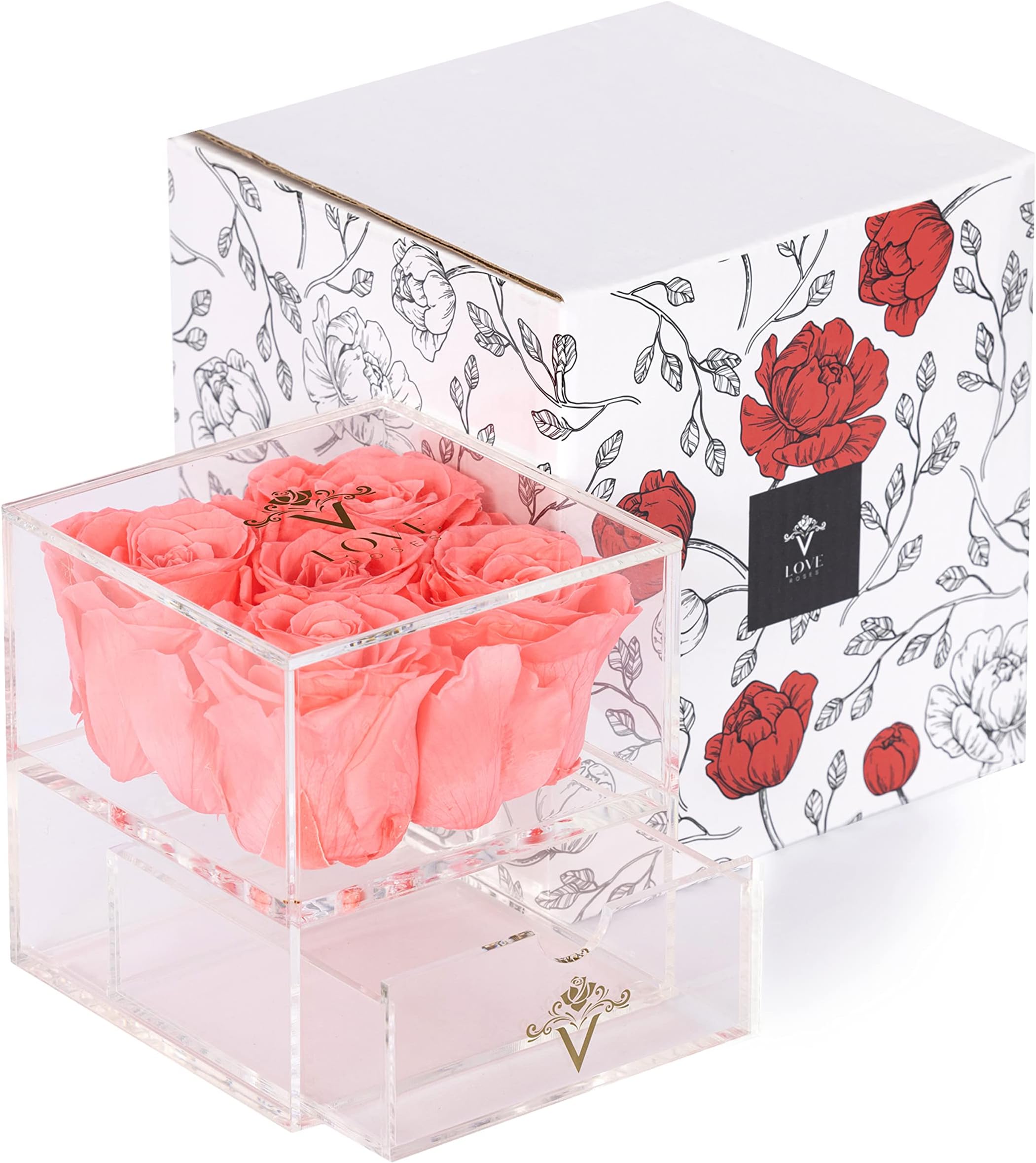 Amazon.com: VLove® Forever Roses in a Box | Real Roses Forever Flowers ...