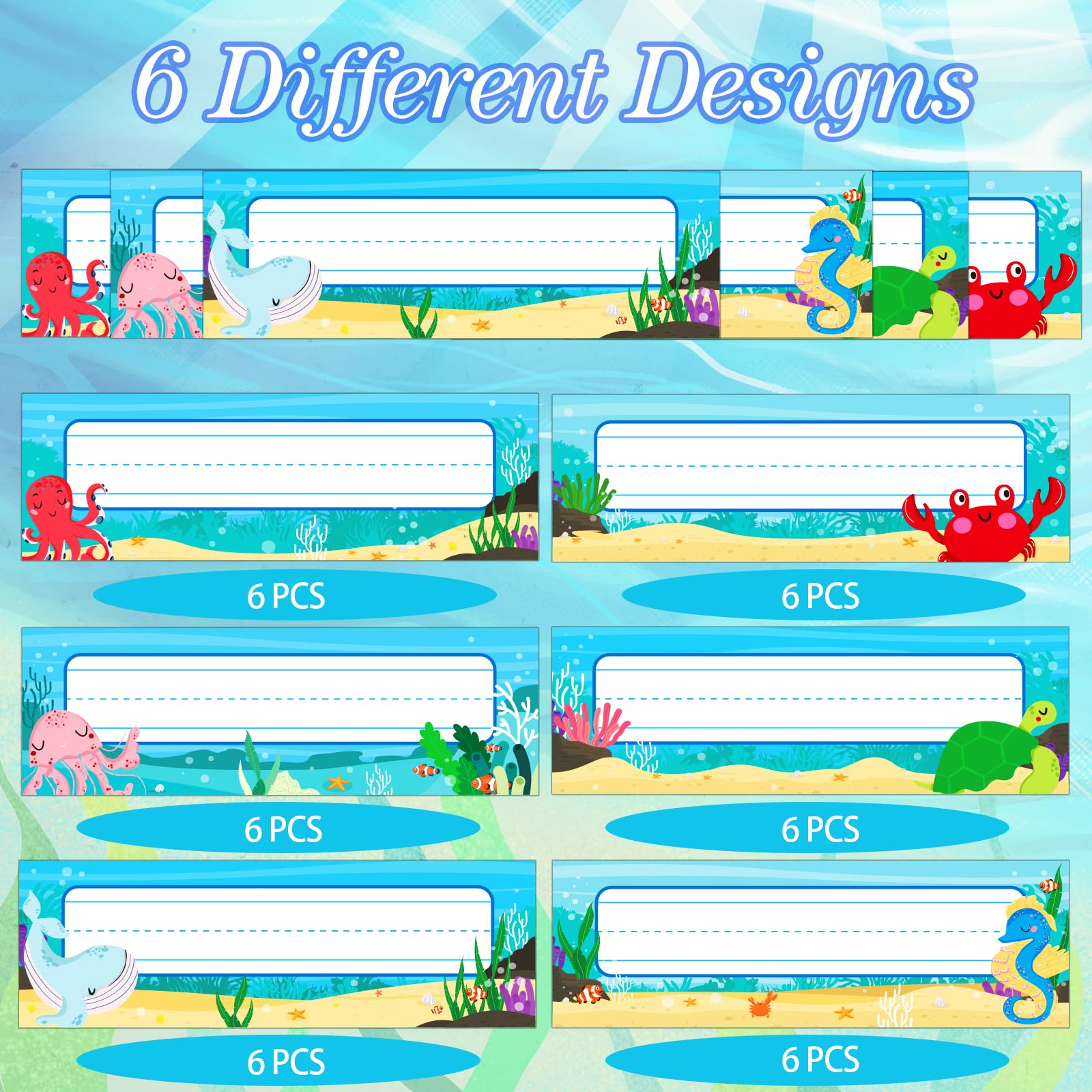 Sea Animal Desk Plates For Elementary Students 50 Pcs Sea Animal Desk ...