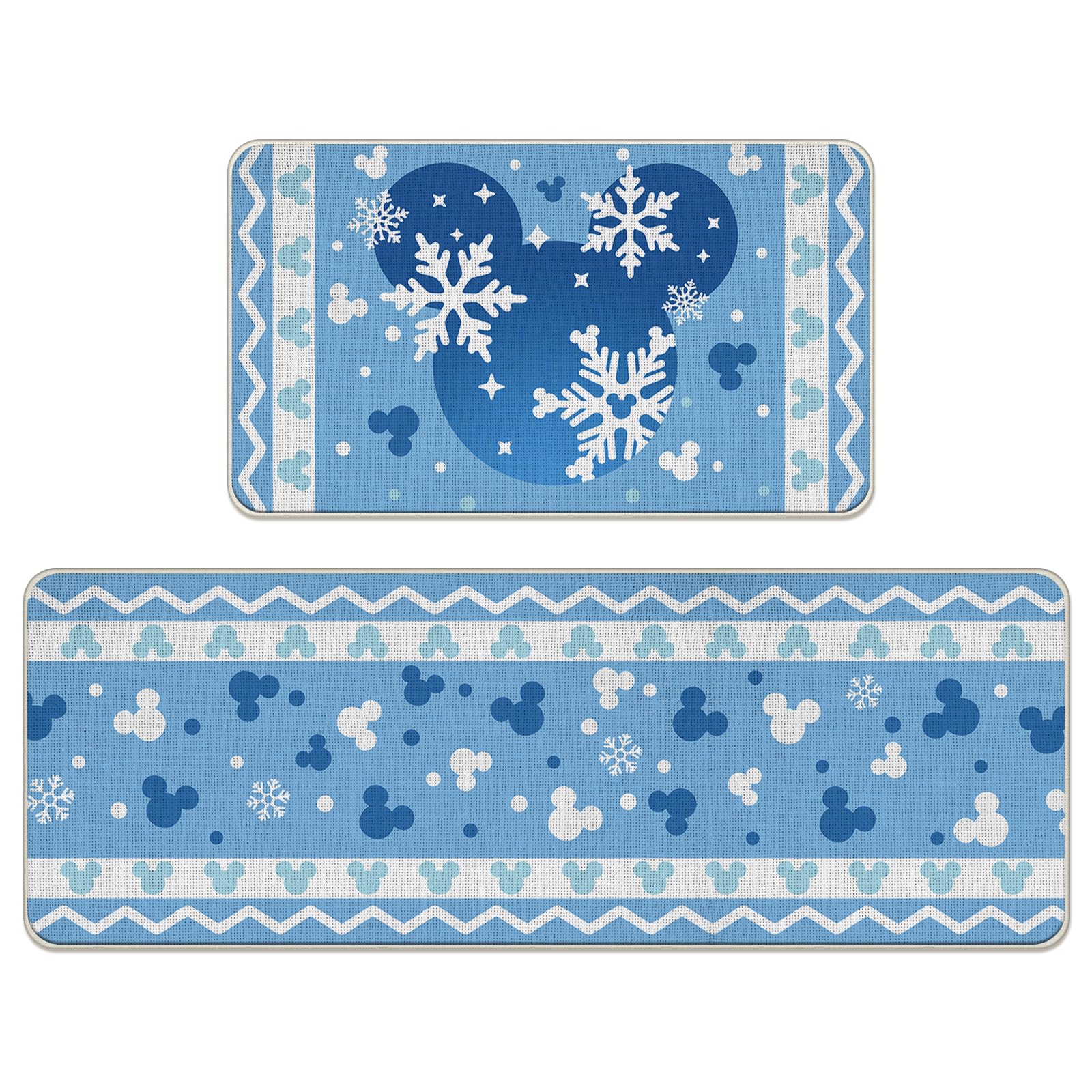Amazon.com: Tailus Winter Blue Kitchen Rugs Set of 2, Snowflake Polka ...