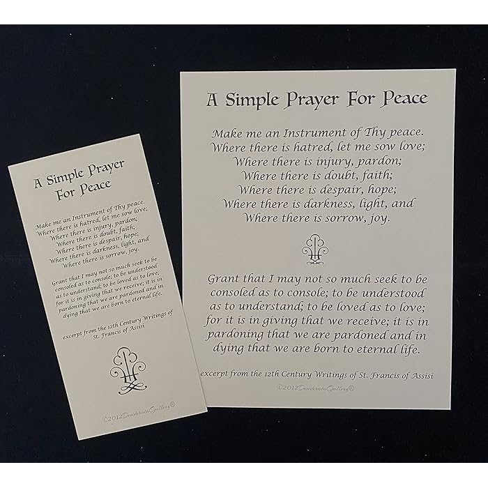Buy 2 Pieces Simple Prayer written by St. Francis of Assisi in the 12th ...